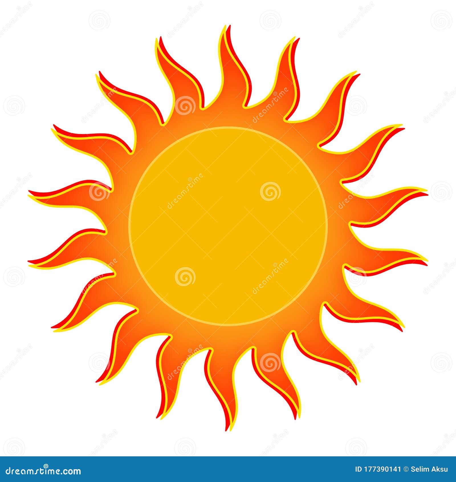A Golden Yellow Sun Shines Red Flames Stock Image - Illustration of ...