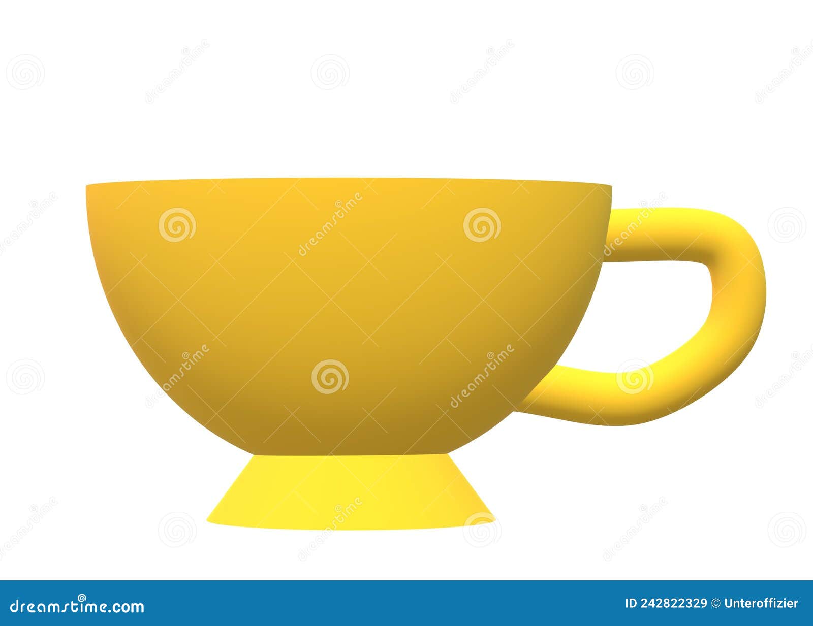 A Golden Yellow Tea Coffee Cup with Cone Base and Loop Handle White ...