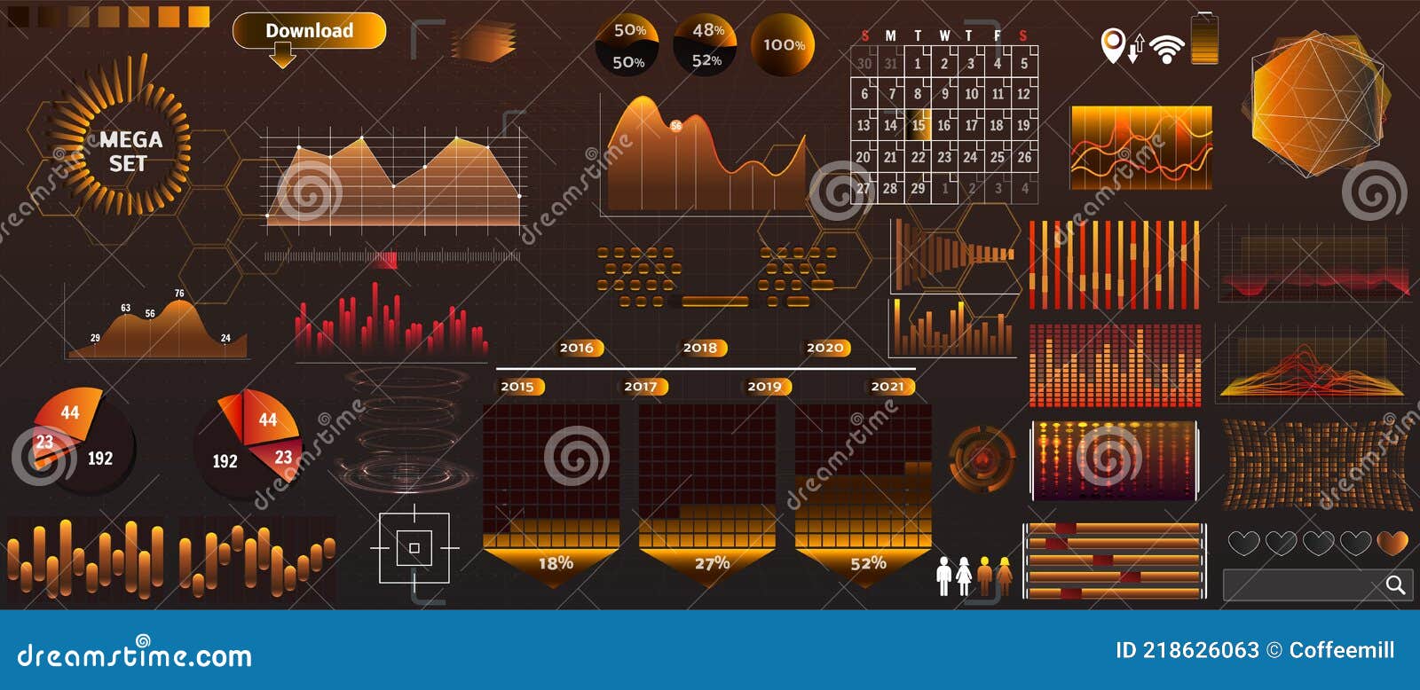 Golden-yellow Vector HUD Set in Trend Colors for Design Stock Vector ...