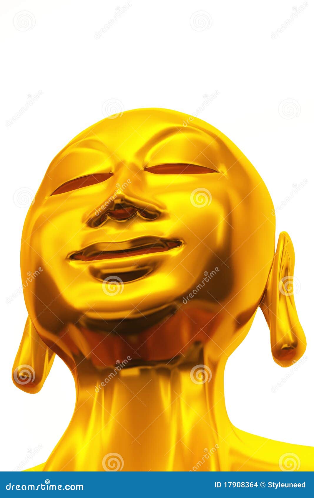 Golden Zen Buddha Face on White 01 Stock Illustration - Illustration of ...