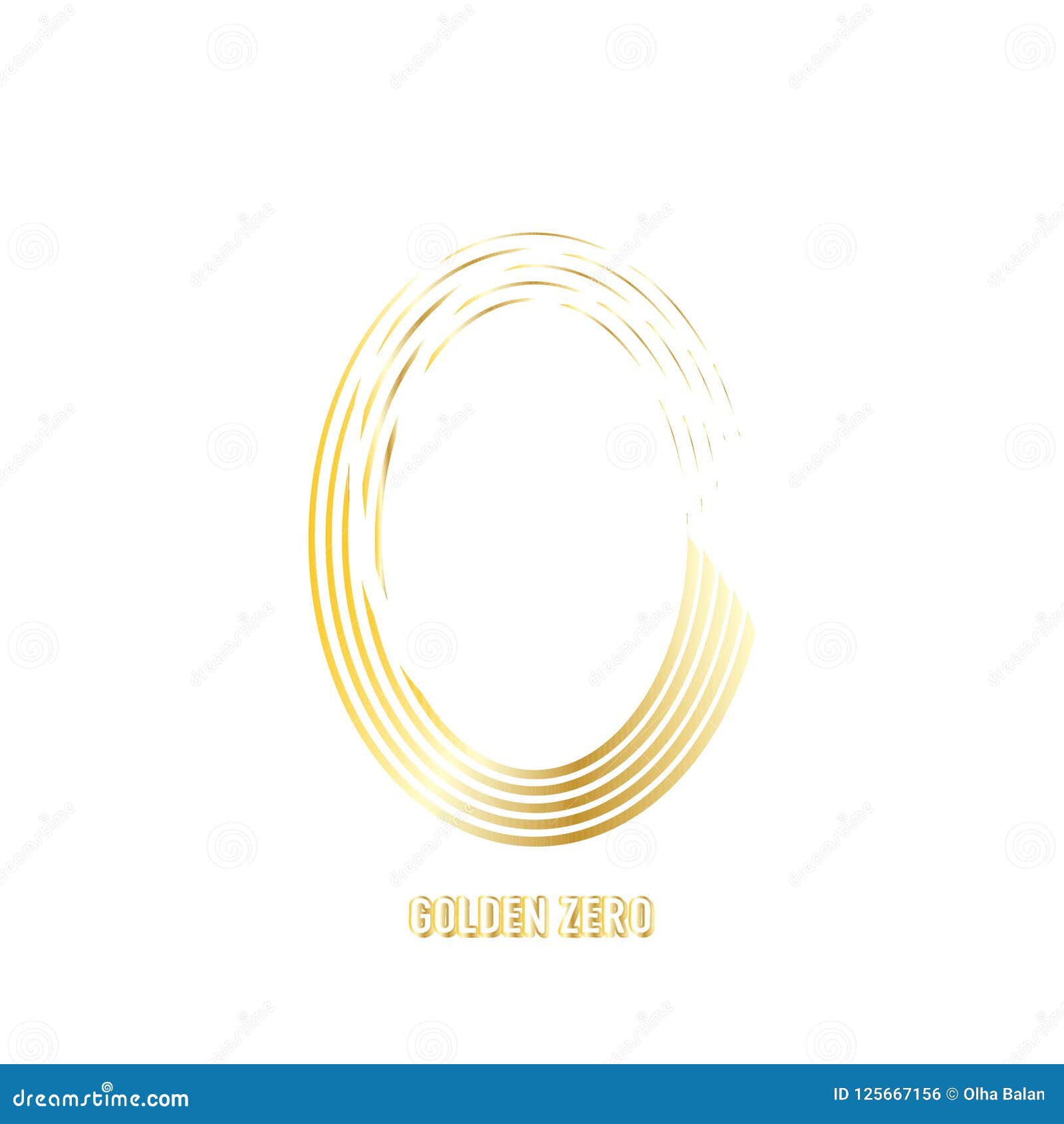Golden Zero Vector Design stock vector. Illustration of color - 125667156