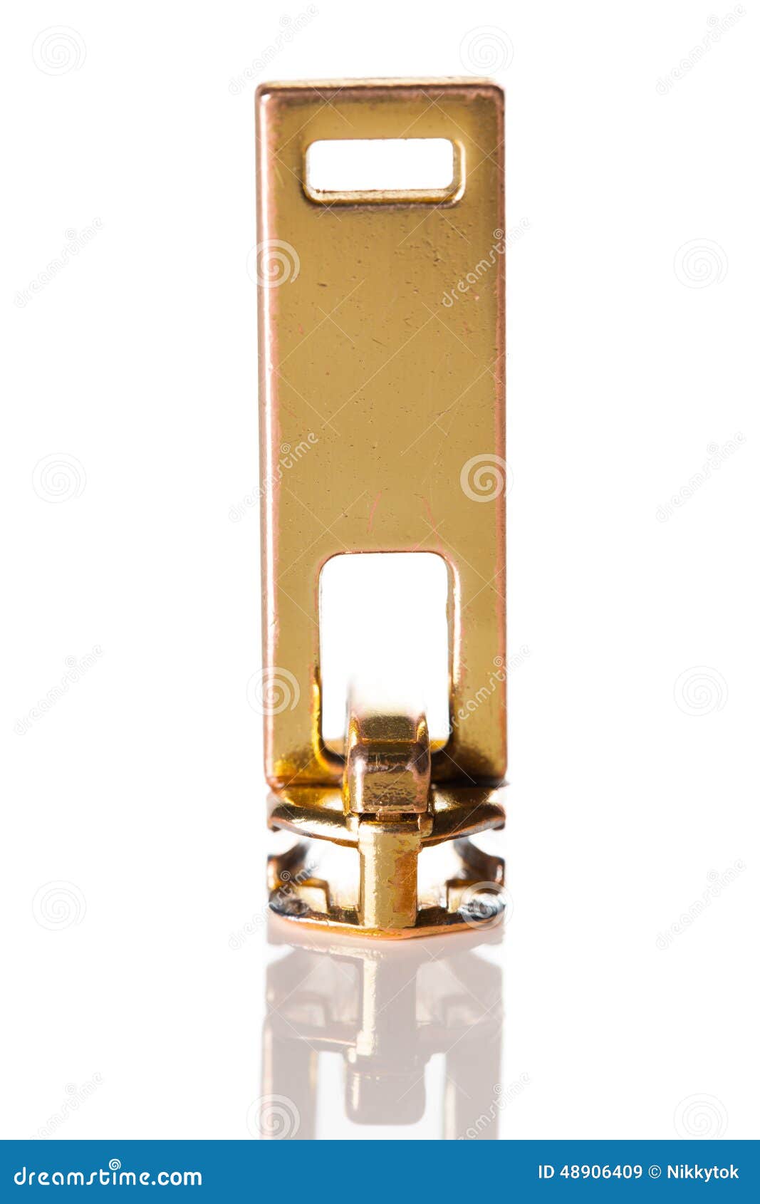 Golden Zip Isolated on White Stock Image - Image of iron, bronze: 48906409