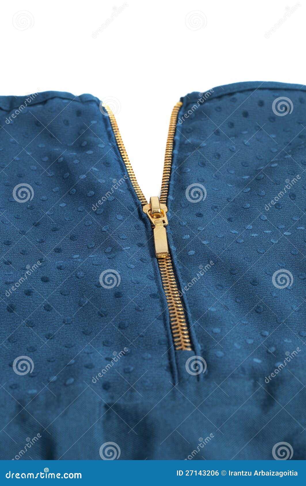 Golden Zipper on a Blue Garment Stock Photo - Image of garment, stylish ...