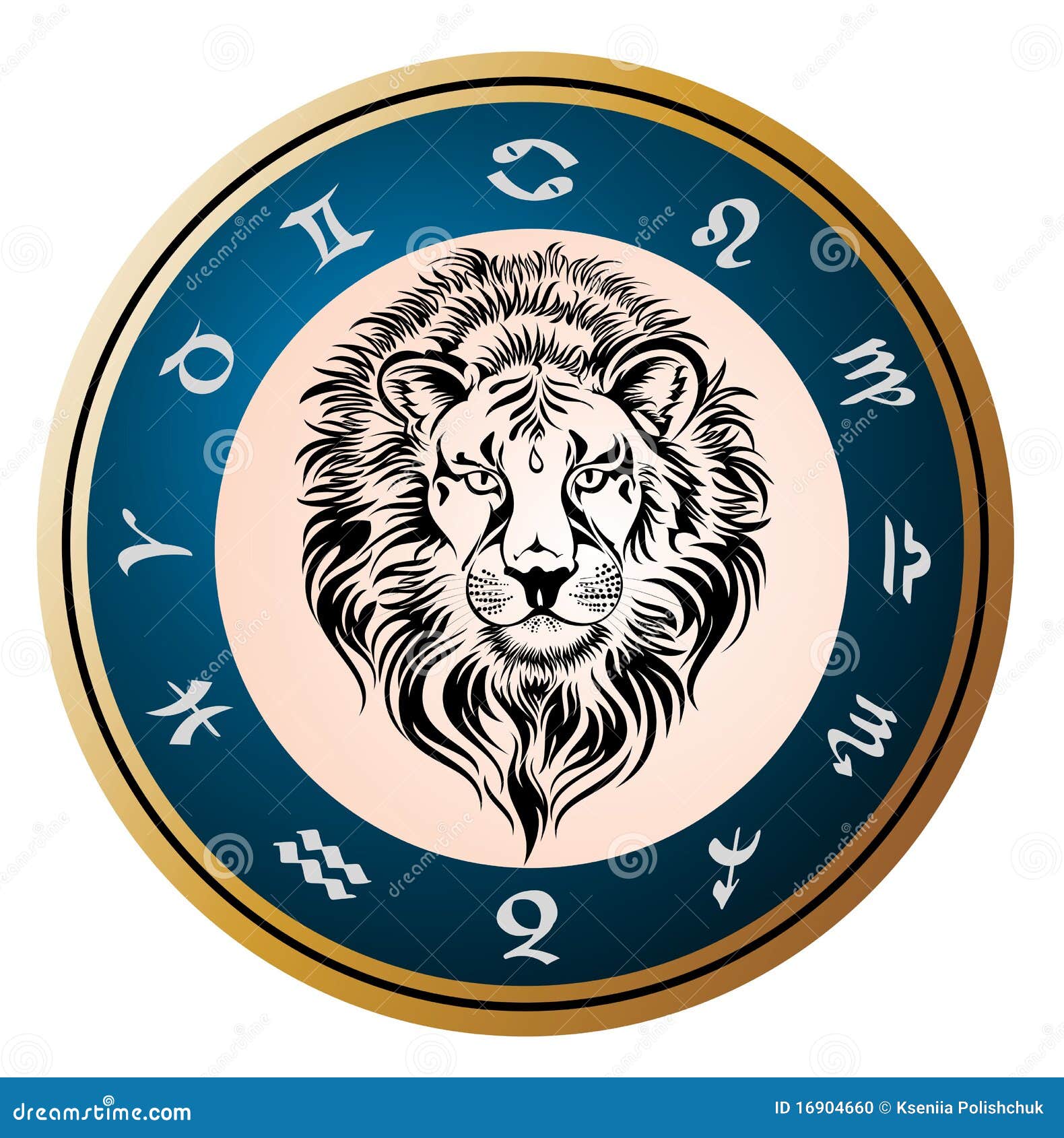 Golden Zodiac Wheel with Sign of Leo Stock Vector - Illustration of ...