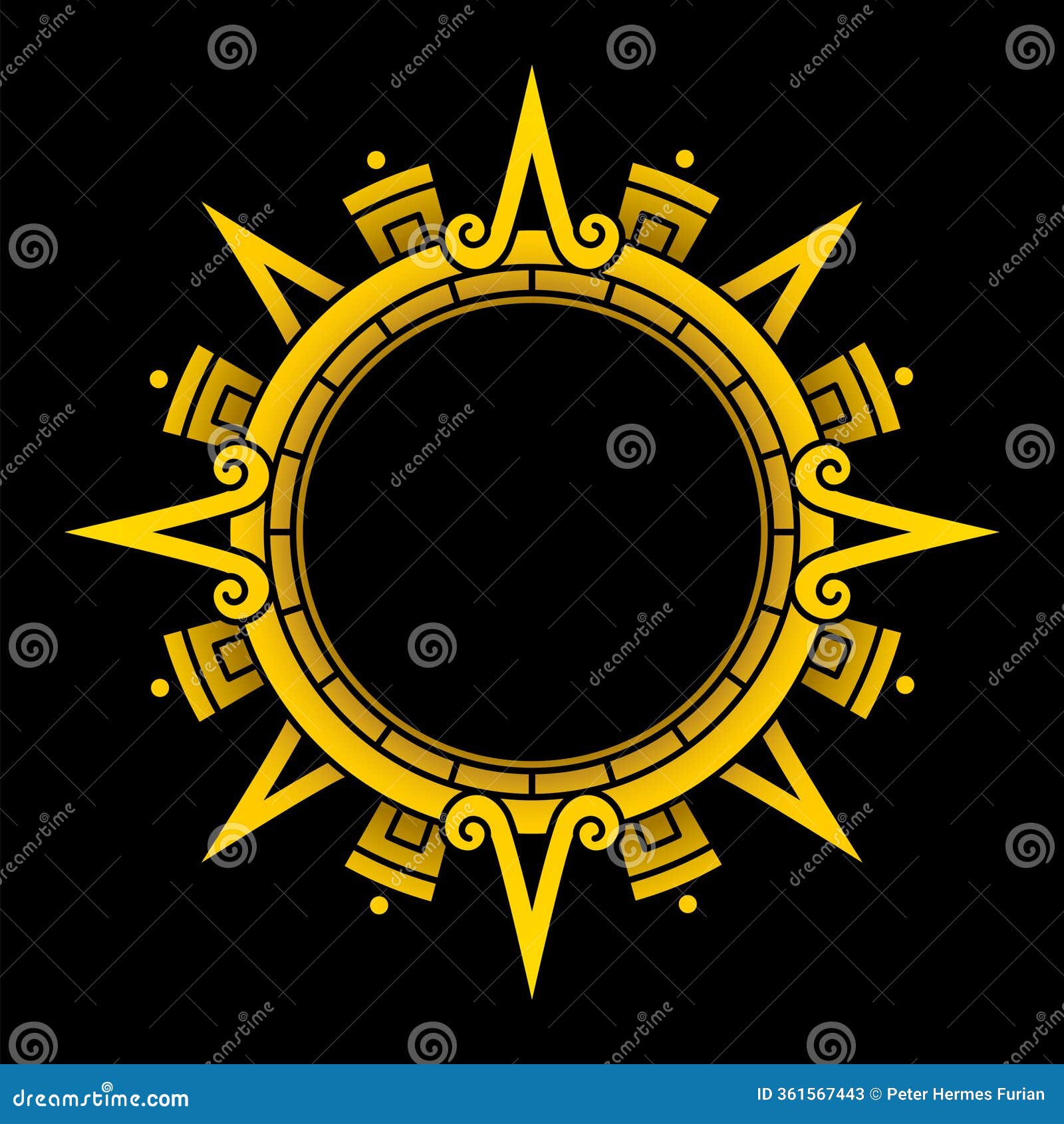 Golden Aztec Solar Disk, Sun Symbol, and Diadem Stock Vector ...