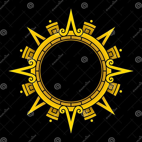Golden Aztec Solar Disk, Sun Symbol, and Diadem Stock Vector ...