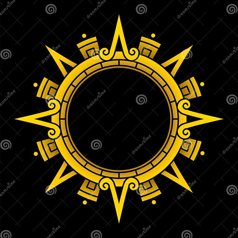 Golden Aztec Solar Disk, Sun Symbol, and Diadem Stock Vector ...