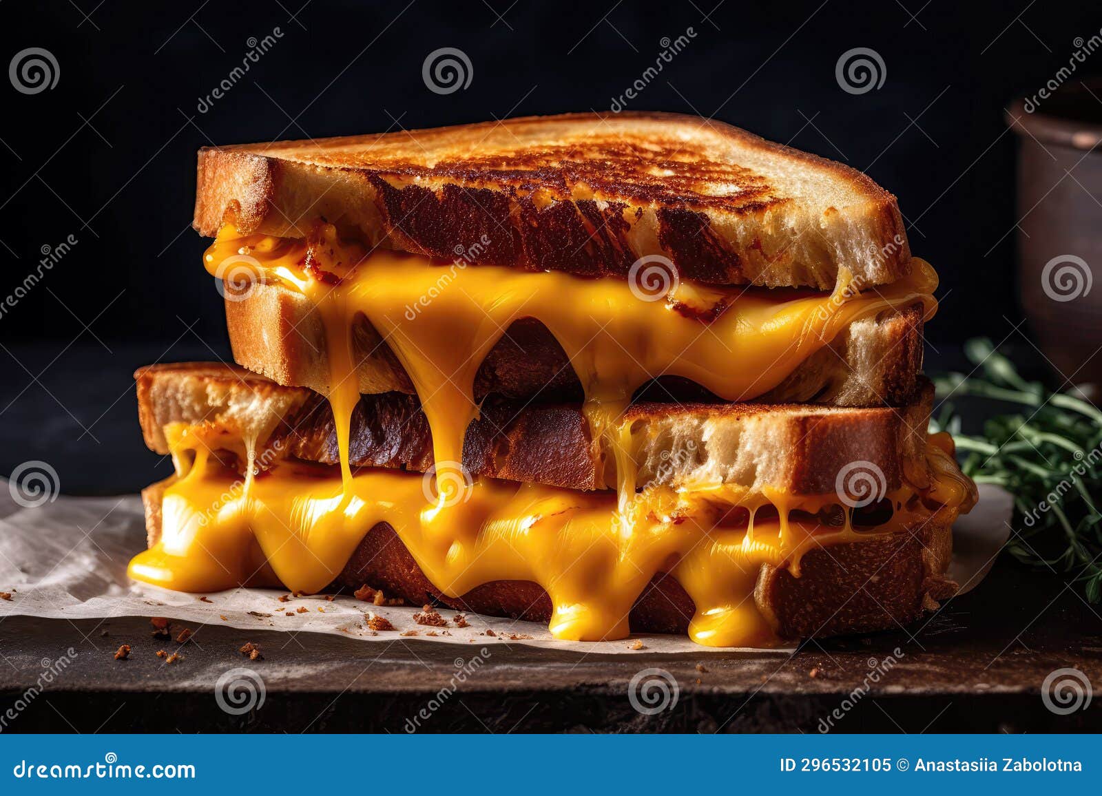 Goldenbrown Grilled Cheese Oozing with Melted Cheddar. Generative AI ...