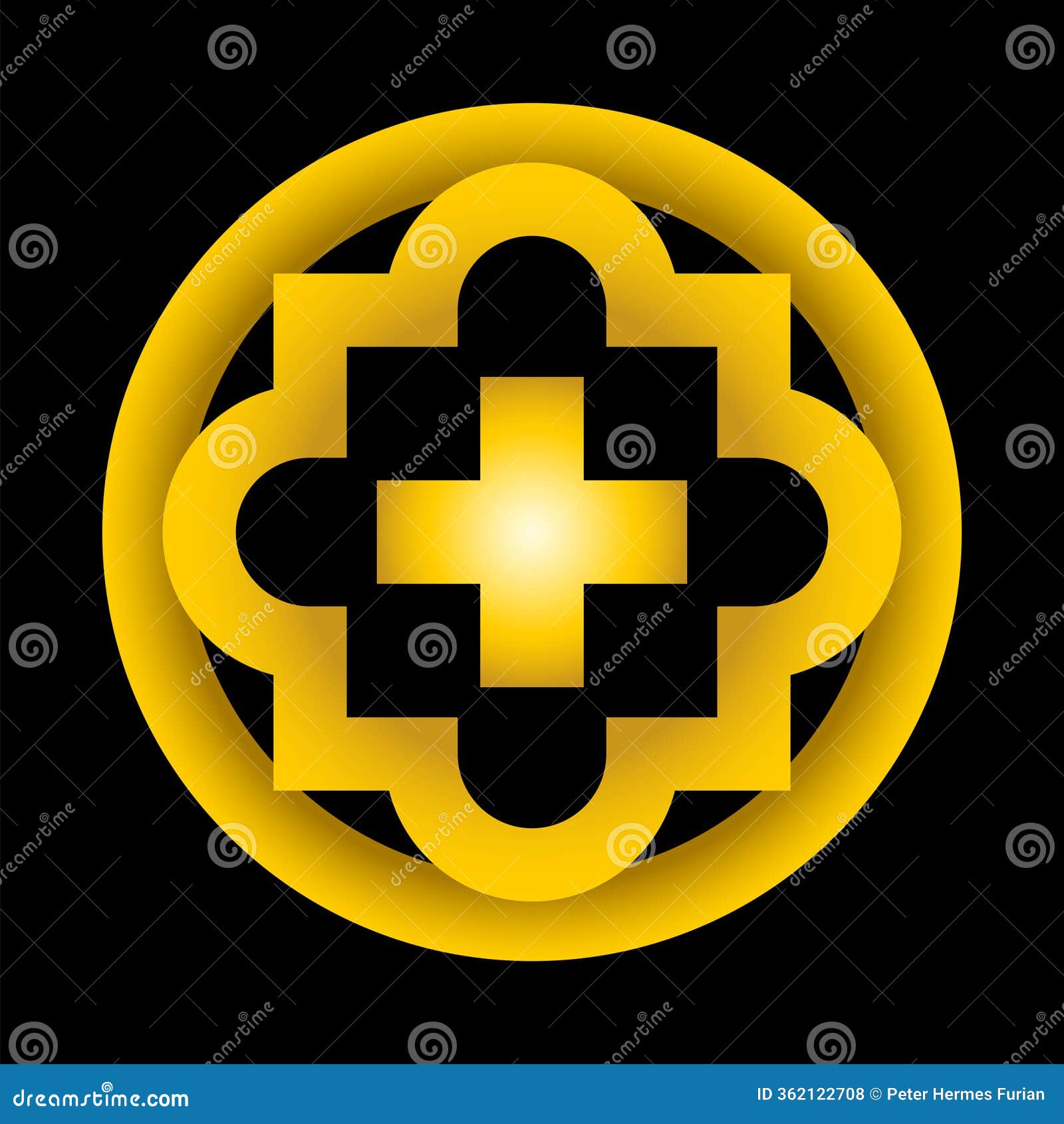 Golden Christian Greek Cross, Framed by Two Bold Borders Stock ...