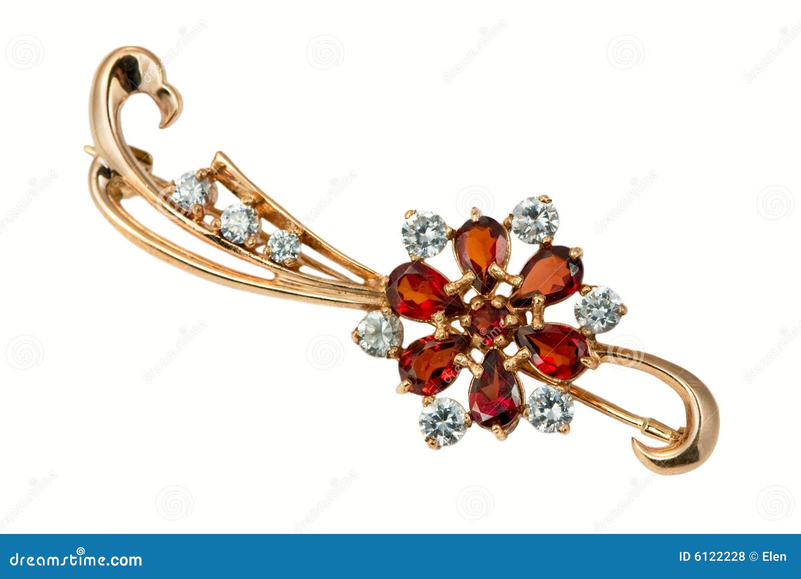 Goldene Brosche Mit Granat Und Brilliants Stockfoto - Bild von ...