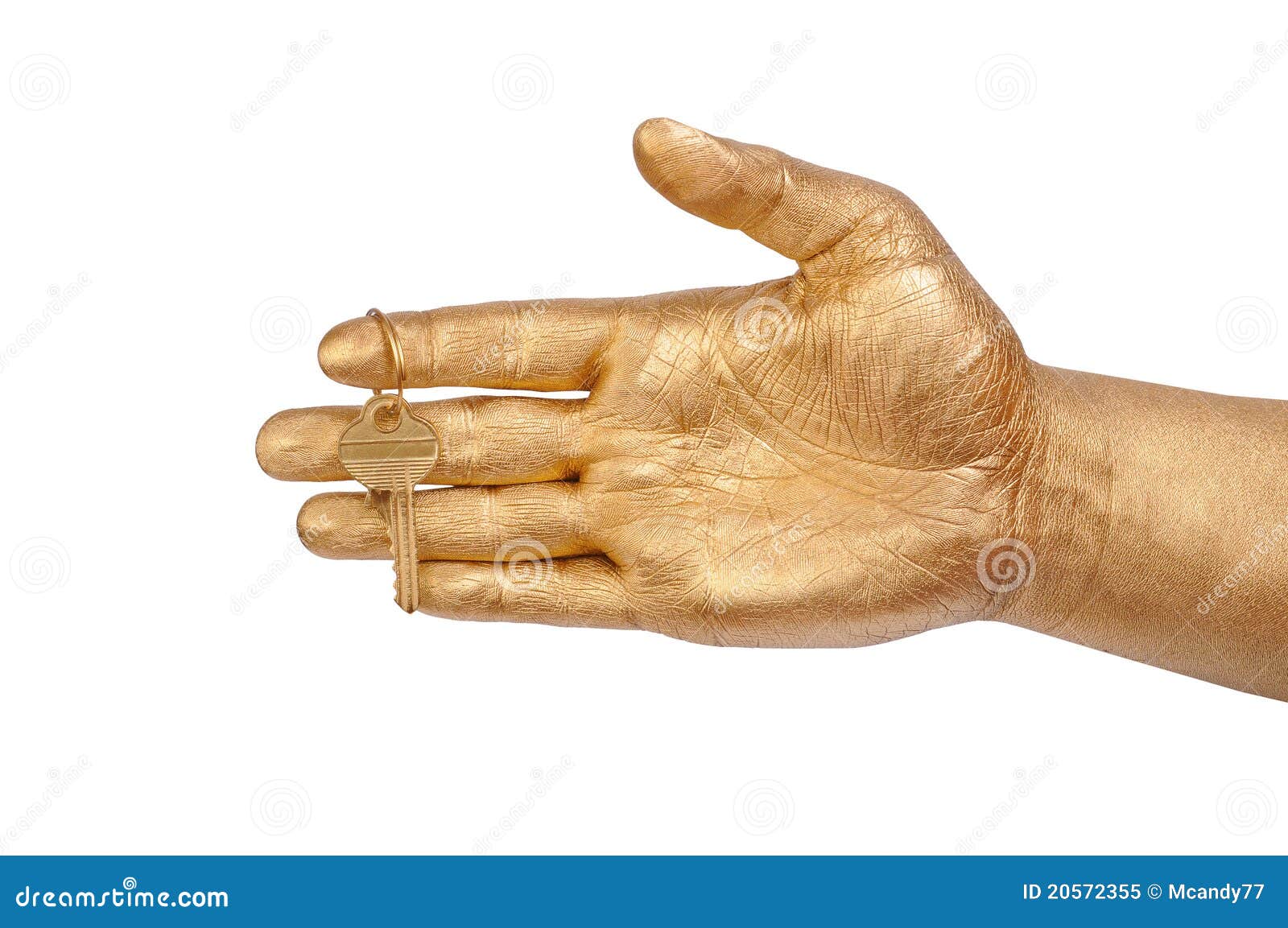 Goldene Hand Mit Einer Goldtaste Stockbild - Bild von erfolgreich ...