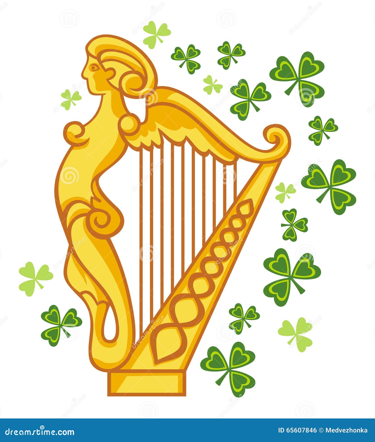 Goldene irische Harfe stock abbildung. Illustration von klassisch ...