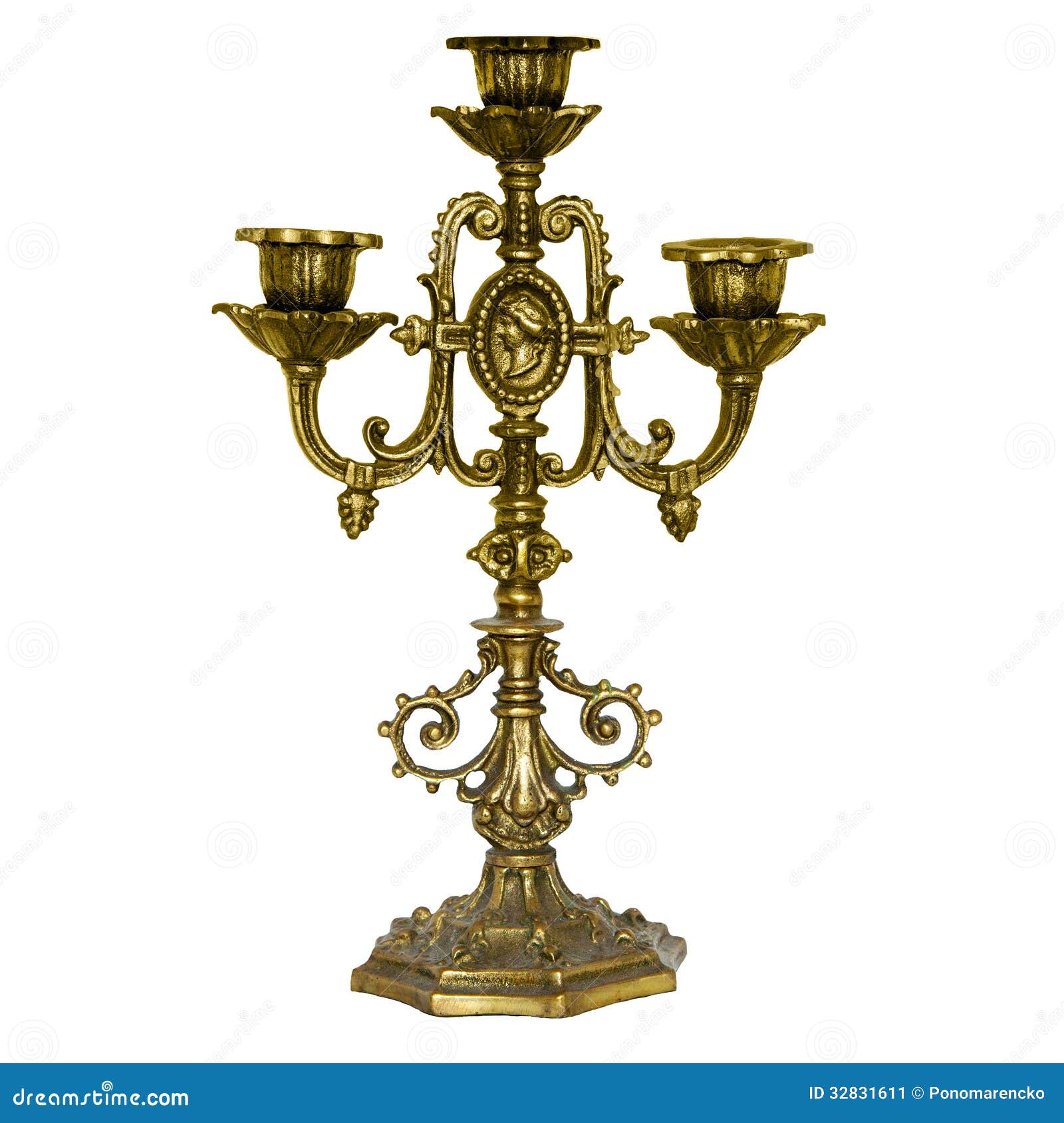 Goldene Kerze Auf Weißem Hintergrund Stockbild - Bild von leben ...