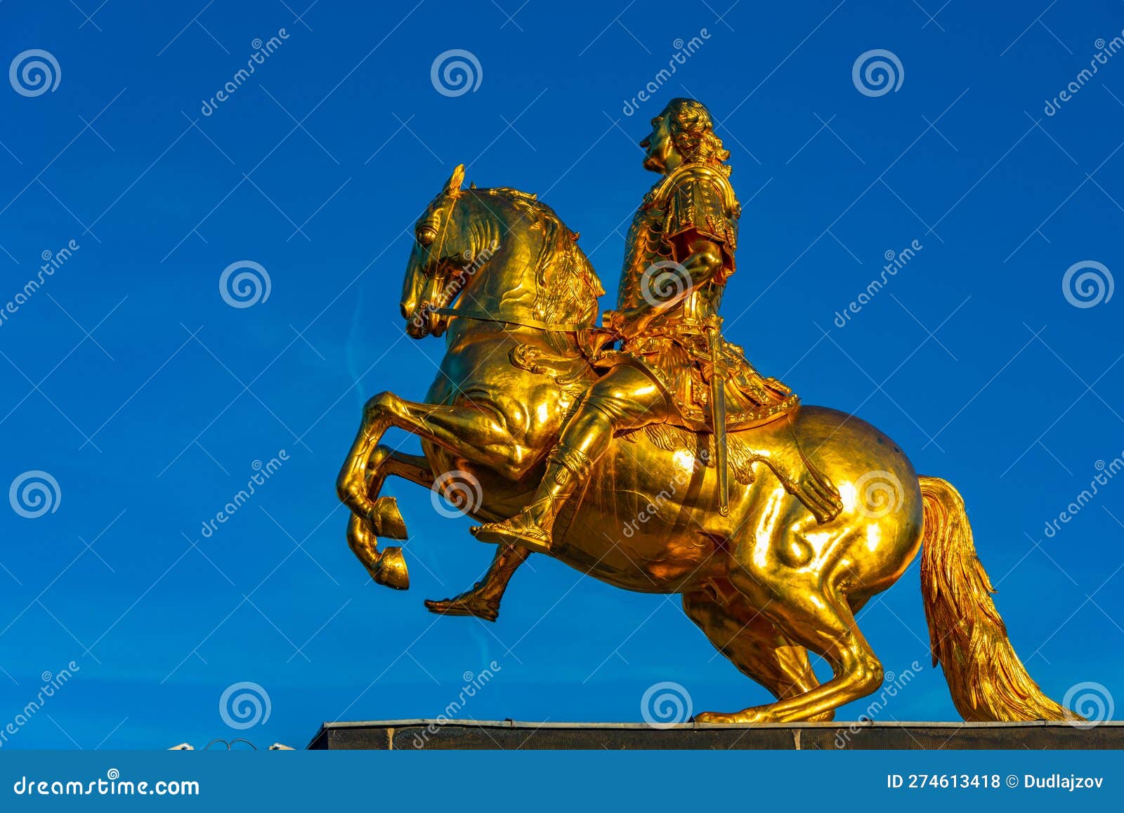 Goldene Reiter Statue in German Town Dresden Stock Photo - Image of ...