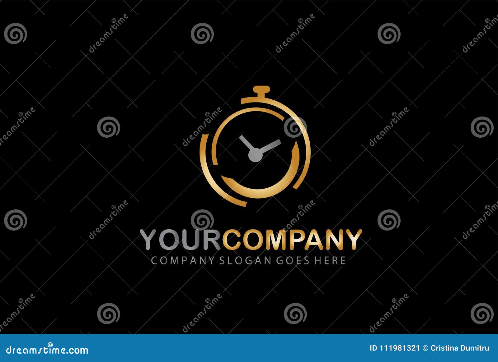 Goldene Uhr Logo Design Concept Vektor Abbildung - Illustration von ...