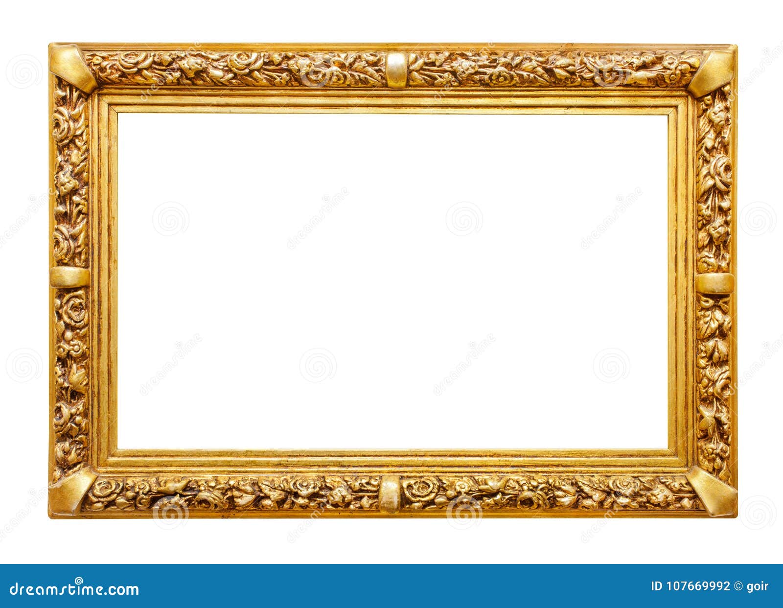 Goldener Rahmen auf Weiß stockfoto. Bild von getrennt - 107669992