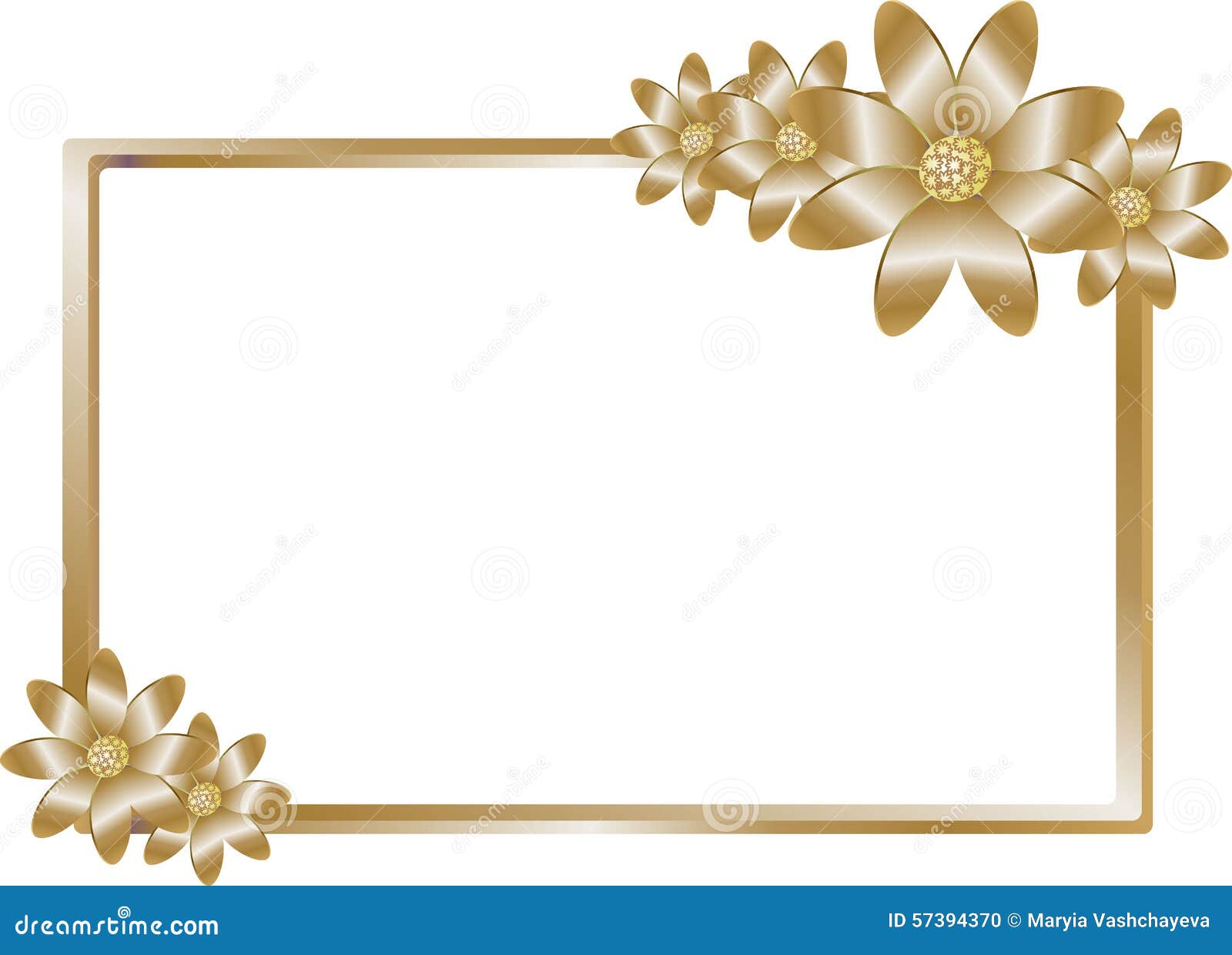 Goldener Rahmen Mit Goldenen Blumen Stock Abbildung - Illustration von ...