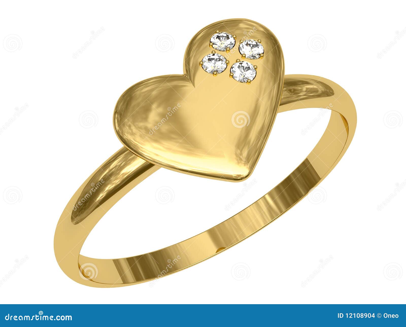 Goldener Ring in Der Form Des Inneren Mit Diamanten Stock Abbildung ...