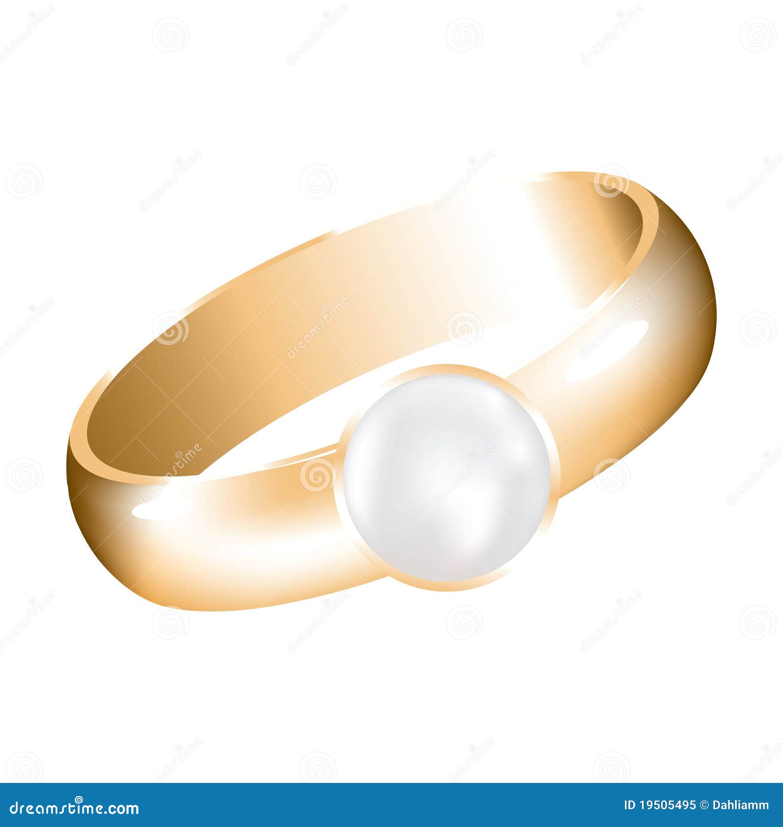 Goldener Ring Mit Einer Perle Vektor Abbildung - Illustration von ...
