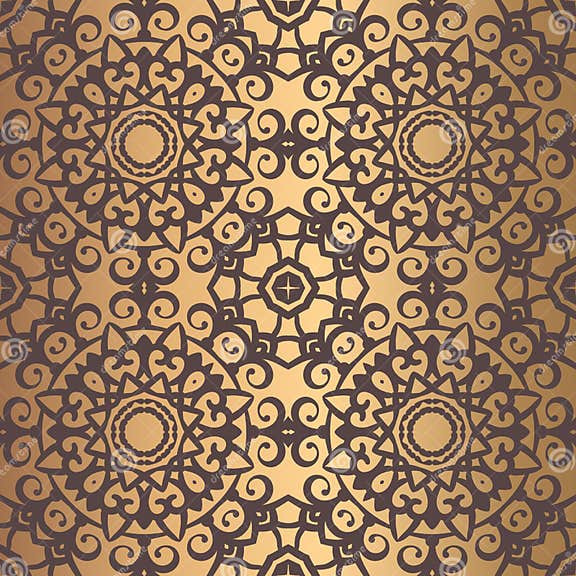 Goldenes Arabesken-Muster vektor abbildung. Illustration von muster ...