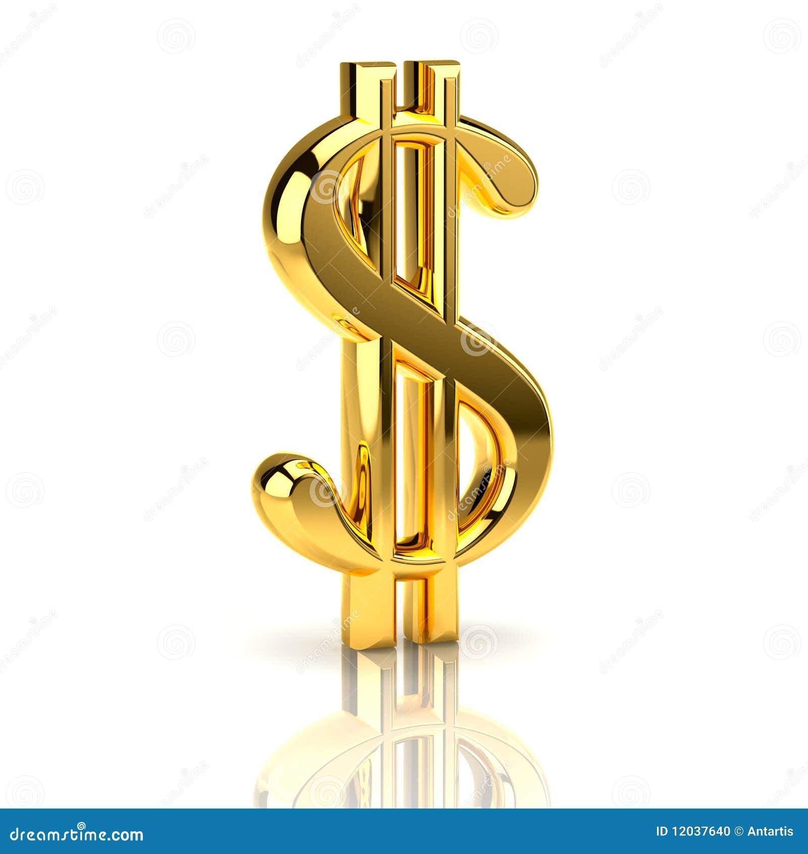 Goldenes Dollarzeichen Auf Weiß Stock Abbildung - Illustration von ...