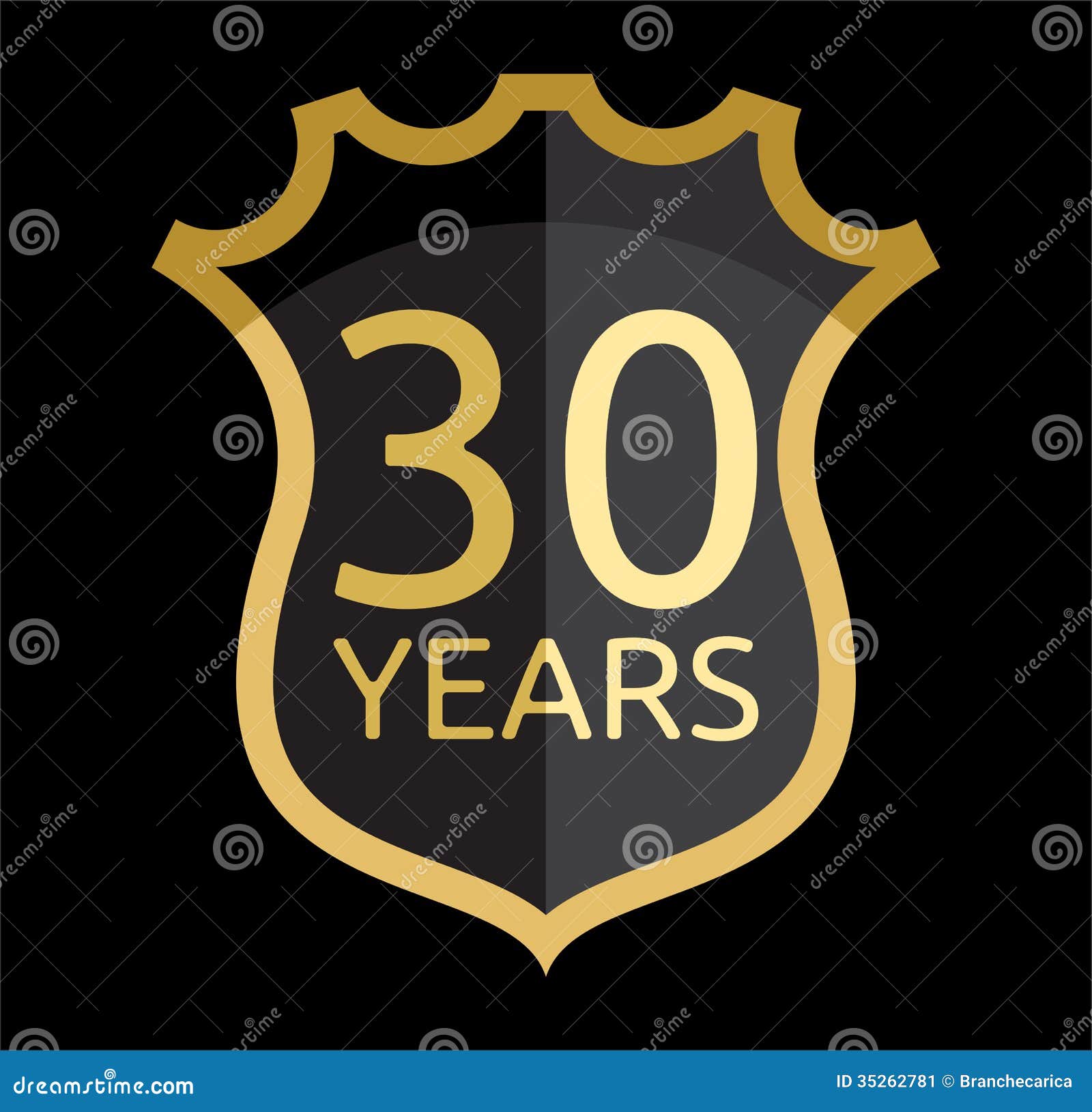 Goldenes Schild 30 Jahre vektor abbildung. Illustration von ikone ...