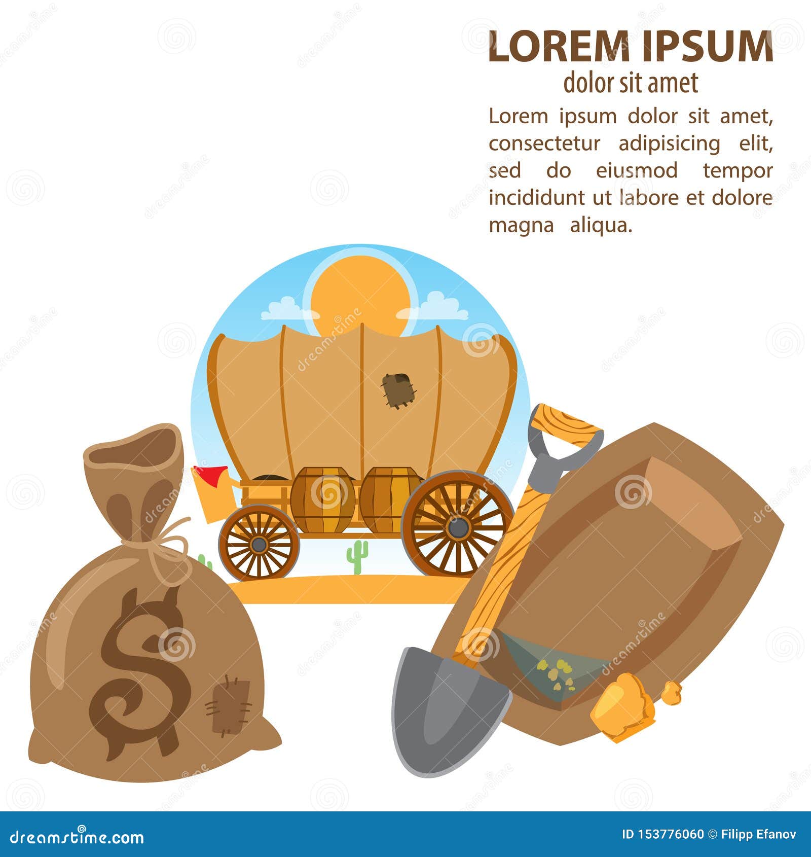 Goldfield. Wild West Game Background. 19th Century Illustration In ...