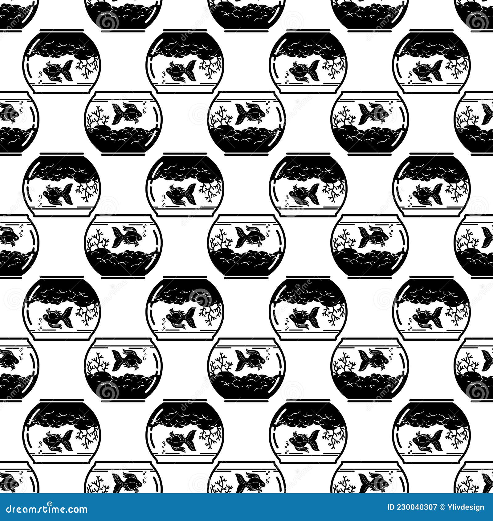 Goldfish Aquarium Pattern Seamless Vector Stock Vector - Illustration ...