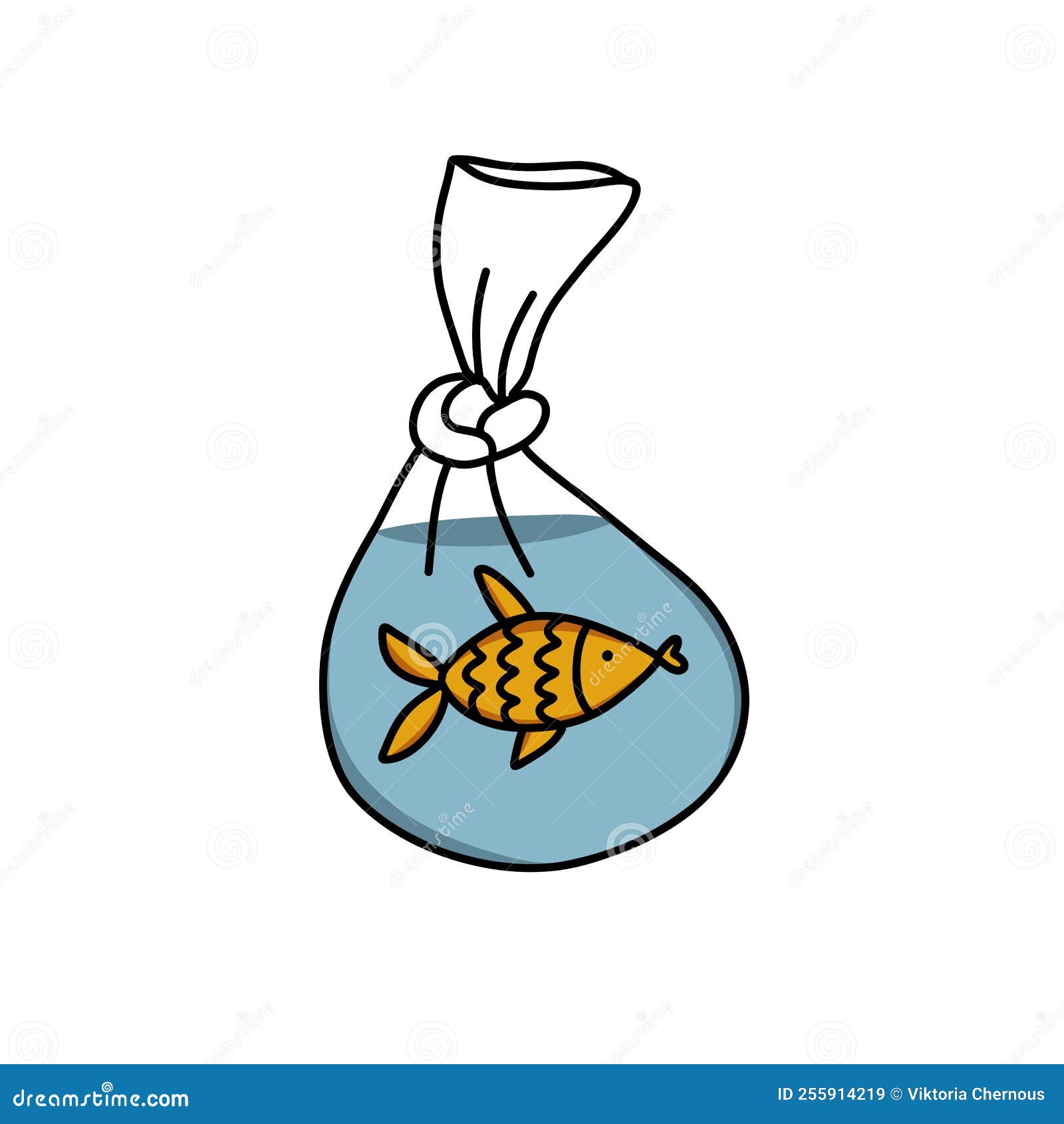 Goldfish Tied To A Balloons That Flies Stock Illustration ...