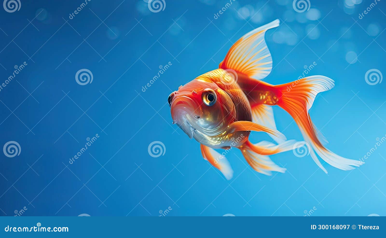 Goldfish on a Blue Water Background Stock Illustration - Illustration ...