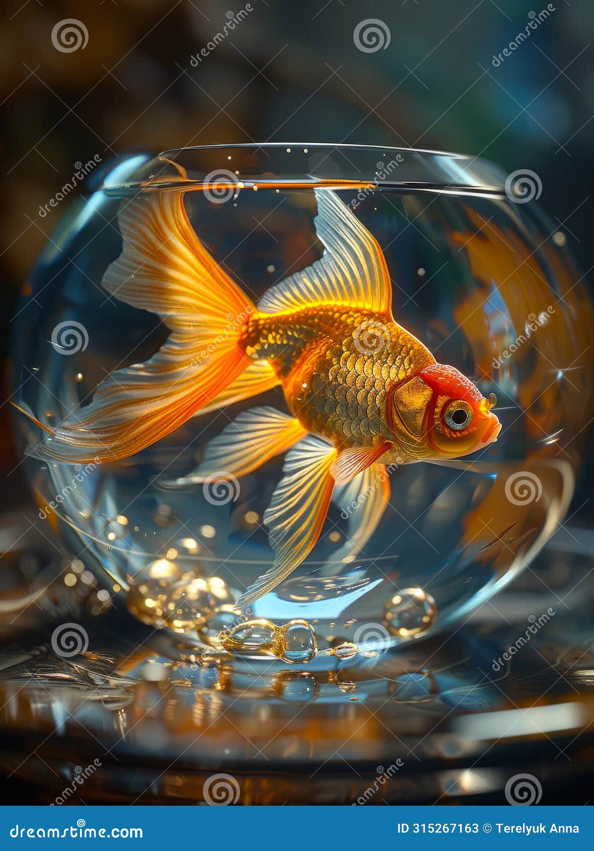 Goldfish in Bowl. the Fish in the Bowl is Swimming Stock Image - Image ...