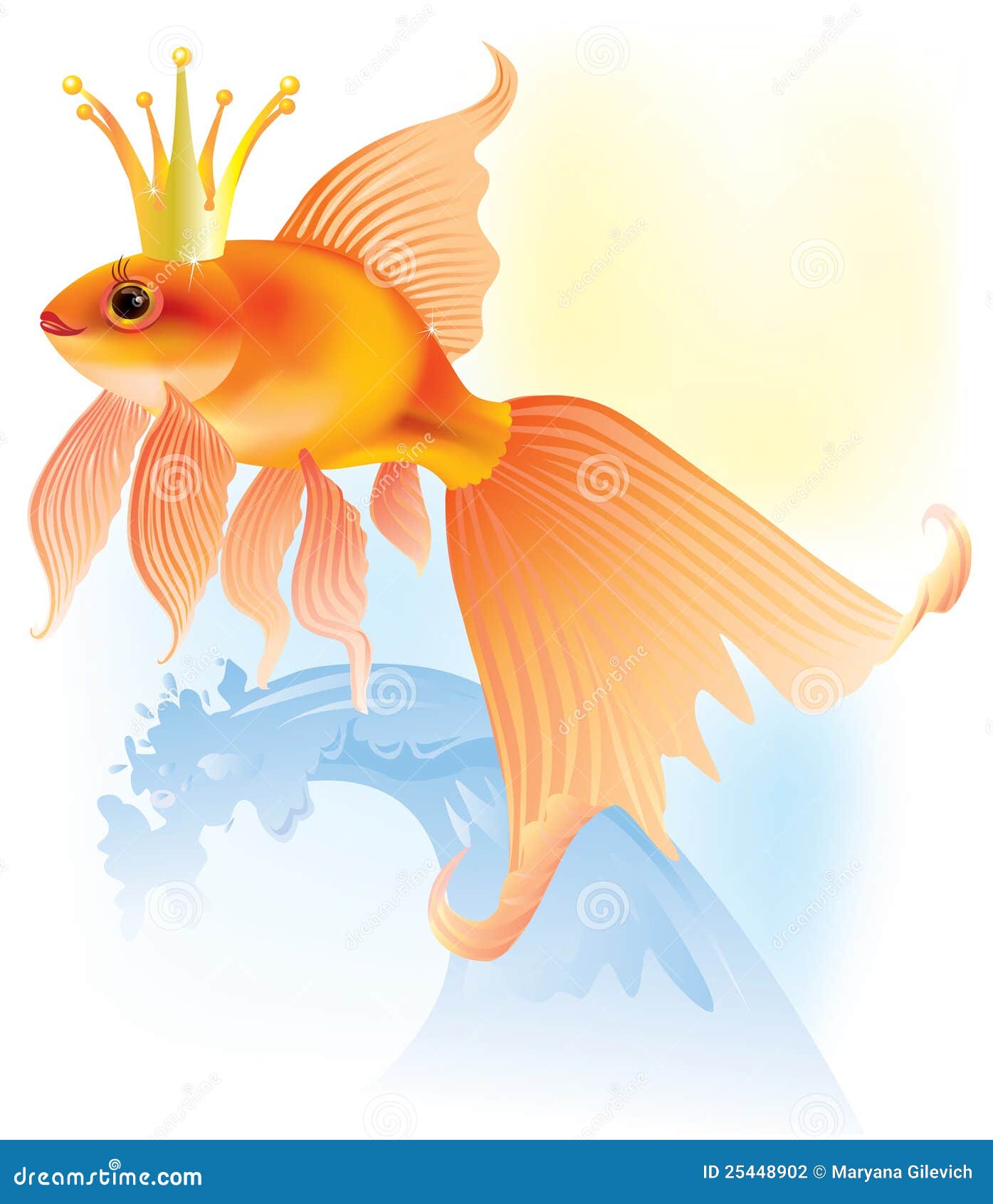 Goldfish in the crown stock vector. Illustration of water - 25448902