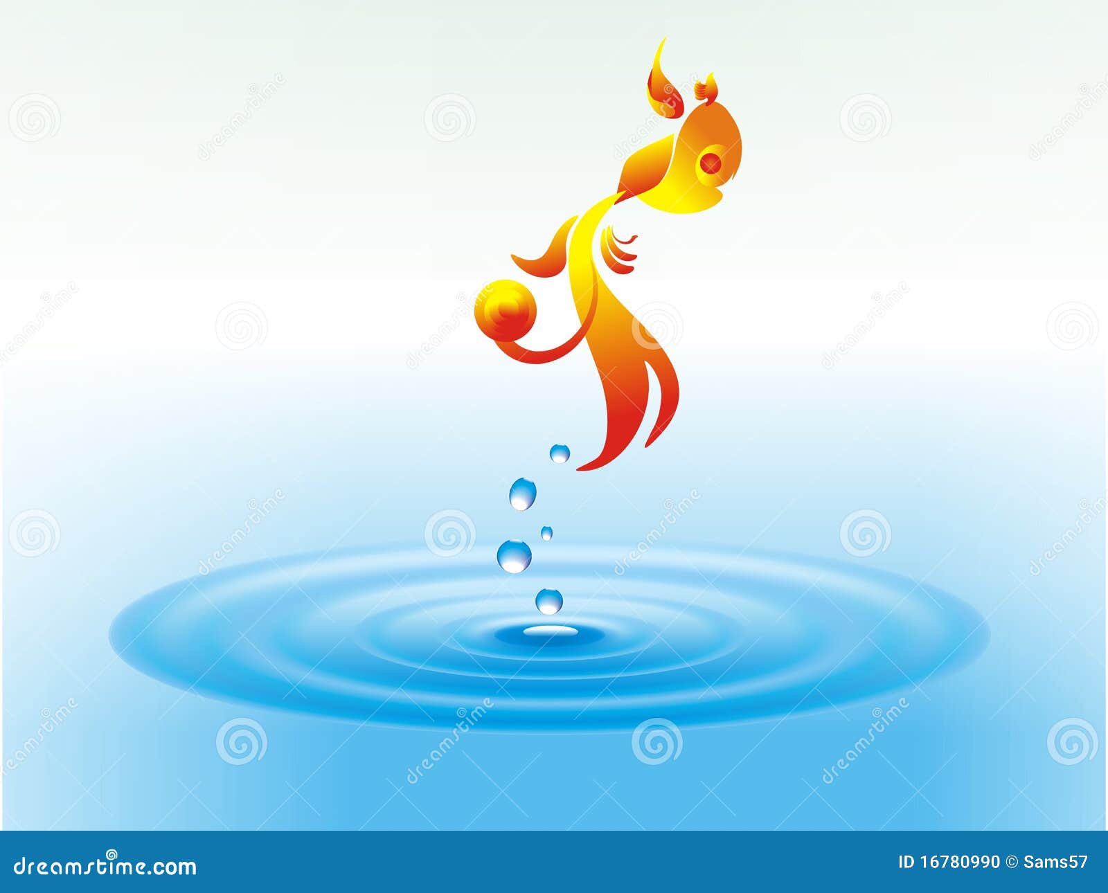 Goldfish Leaping Out of the Water Stock Illustration - Illustration of ...