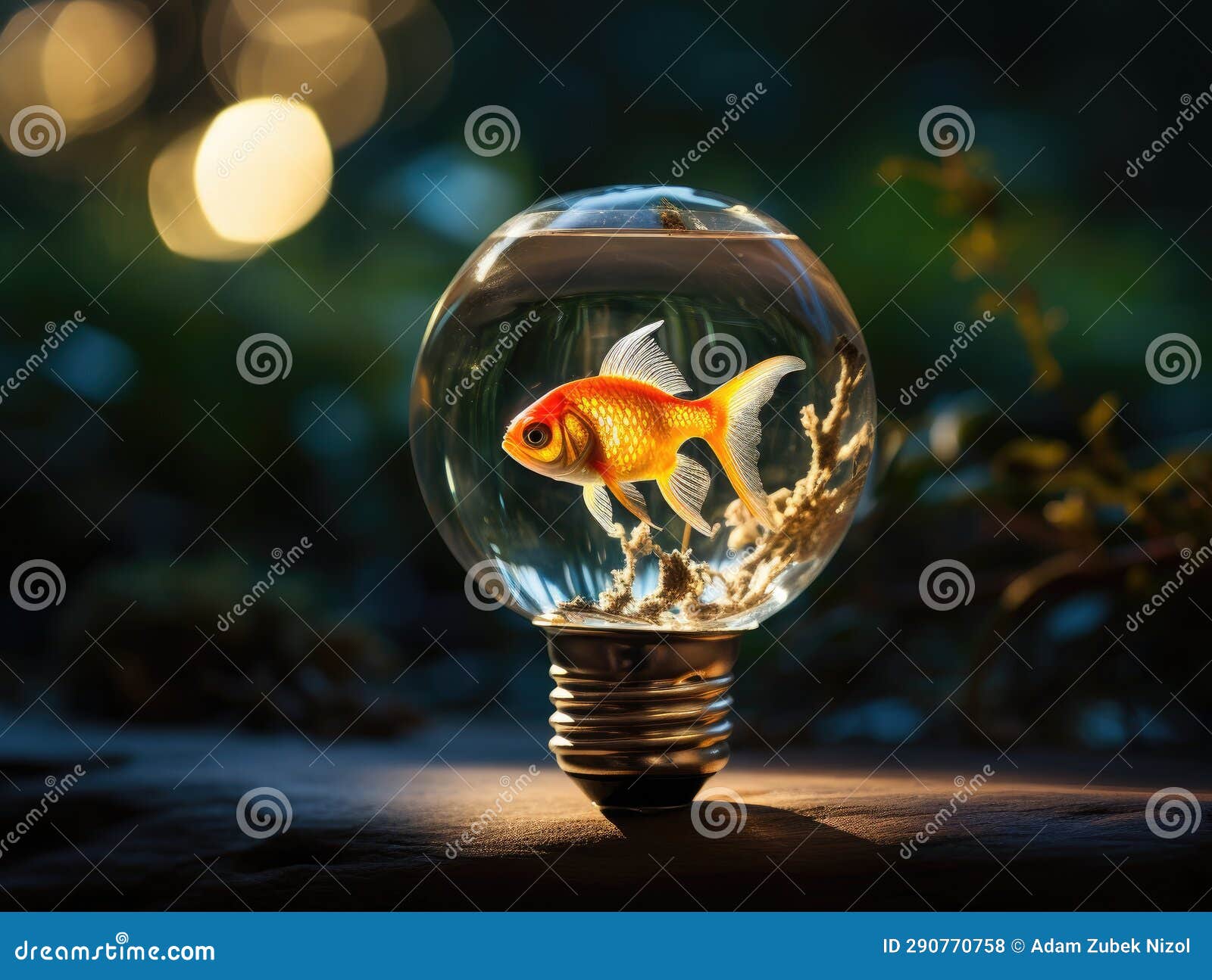 A goldfish in a light bulb stock illustration. Illustration of ...