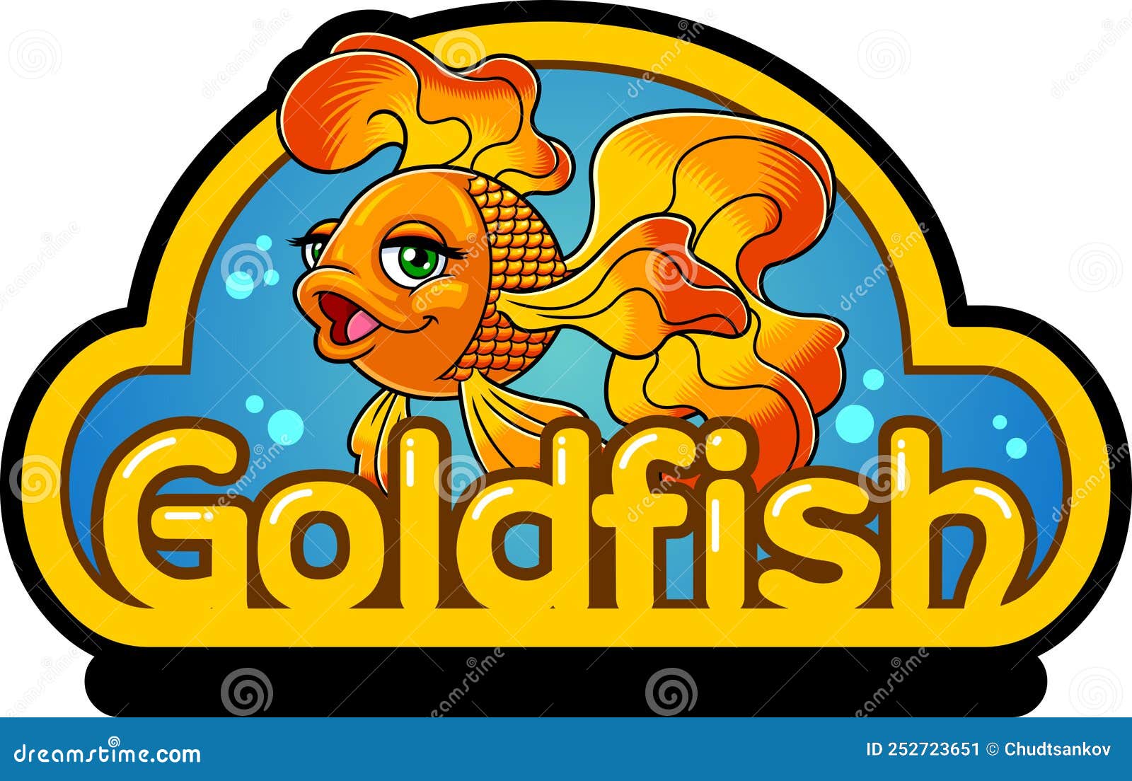 Gold Fish or Goldfish Cartoon Character Logo Design Stock Vector ...