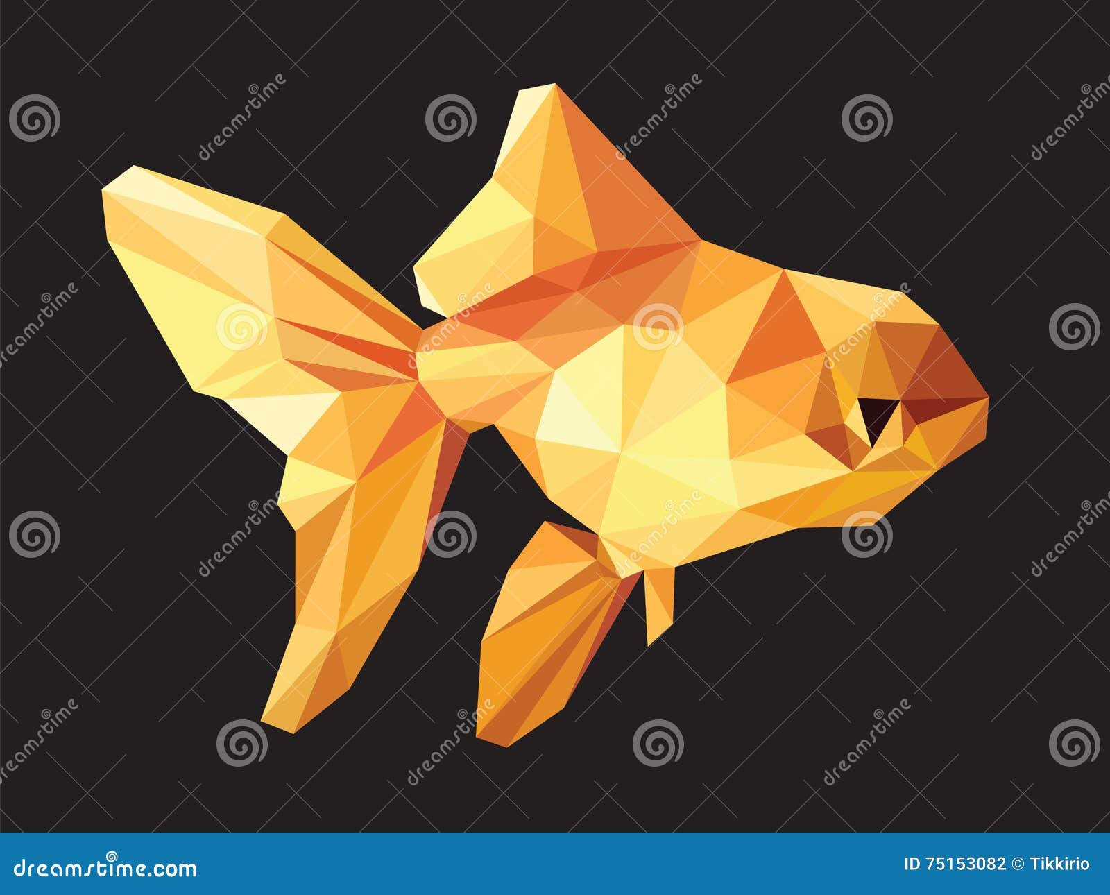 Goldfish Low Polygon on Black Stock Vector - Illustration of concept ...