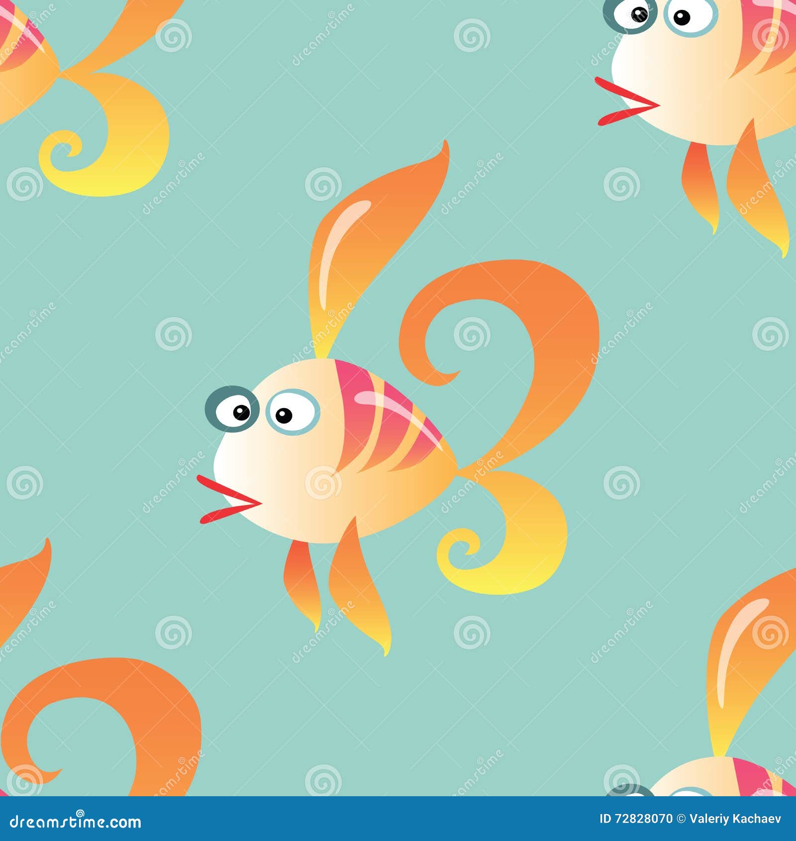 Goldfish Marine Seamless Pattern Background Stock Vector - Illustration ...