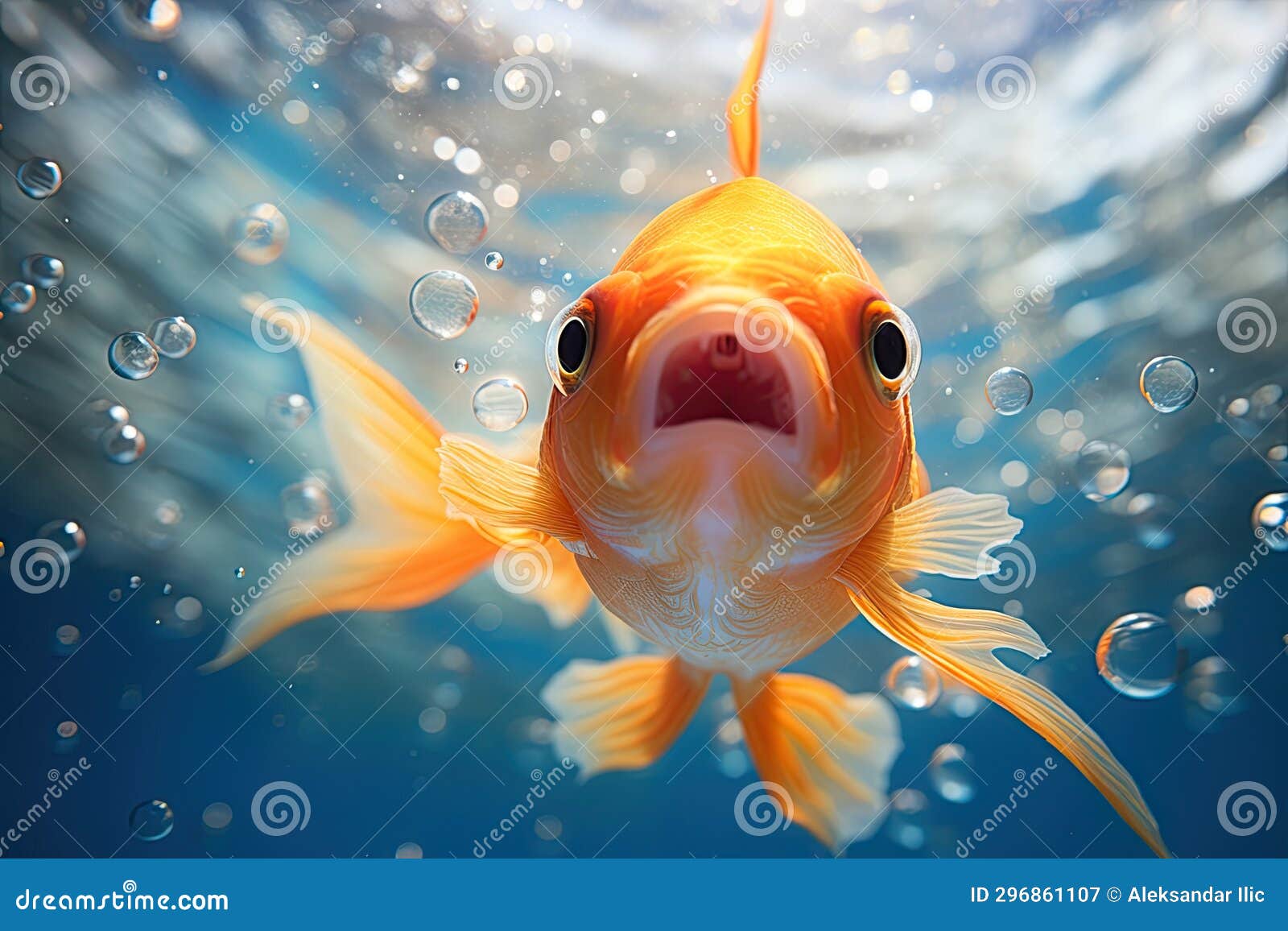 Goldfish in the Ocean. Ai Generative Stock Image - Image of blue ...
