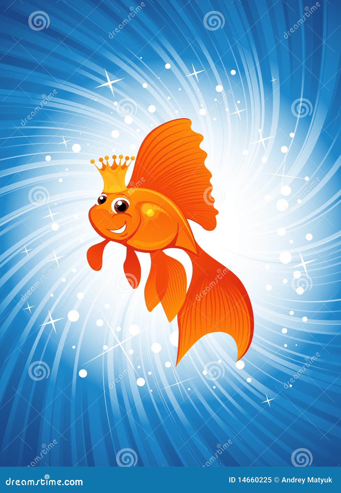 Goldfish In A Blue Fishbowl, Hand Drawn Sketch Vector Illustration ...