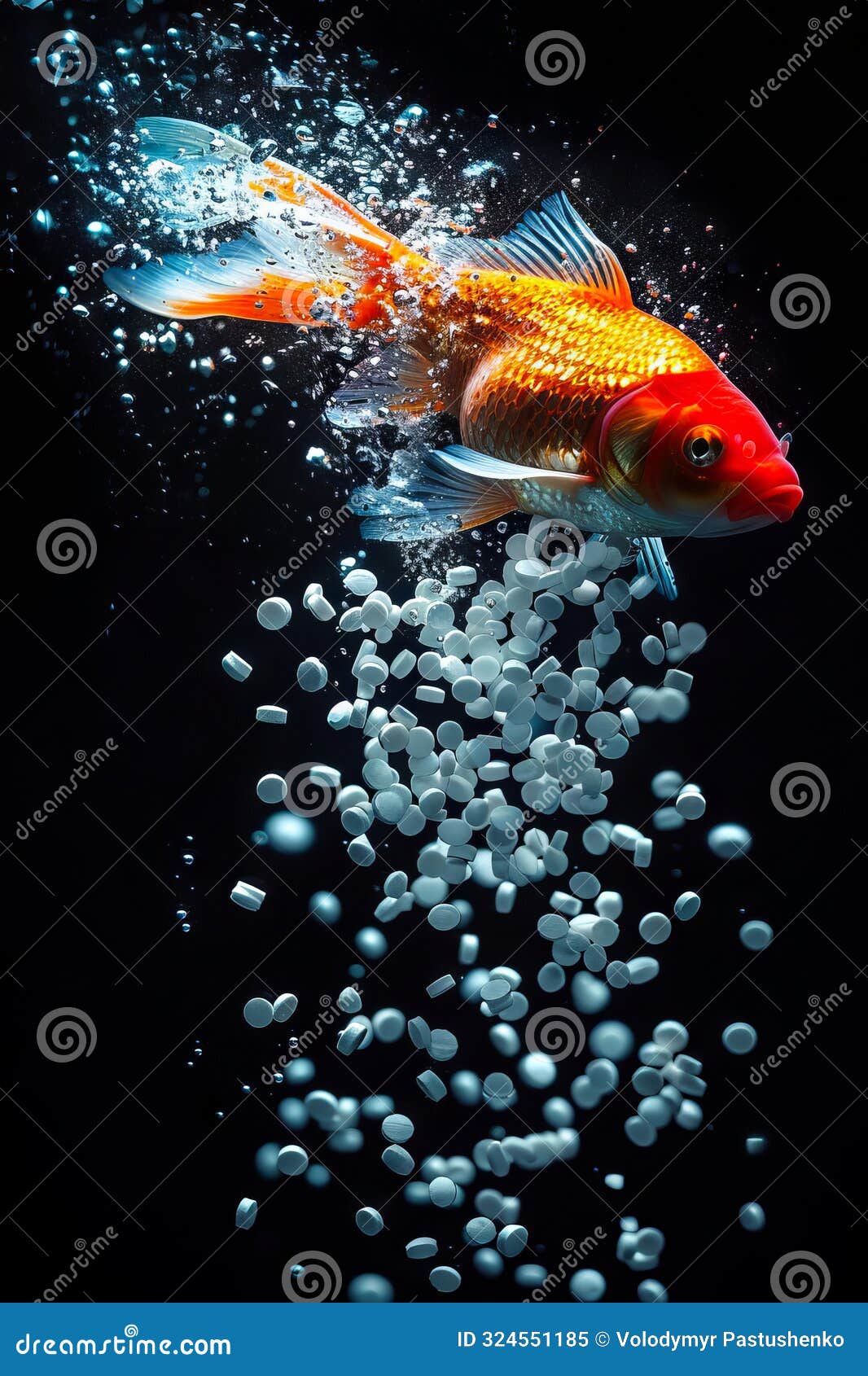 A Goldfish is Swimming in Bubbles Stock Image - Image of biology ...