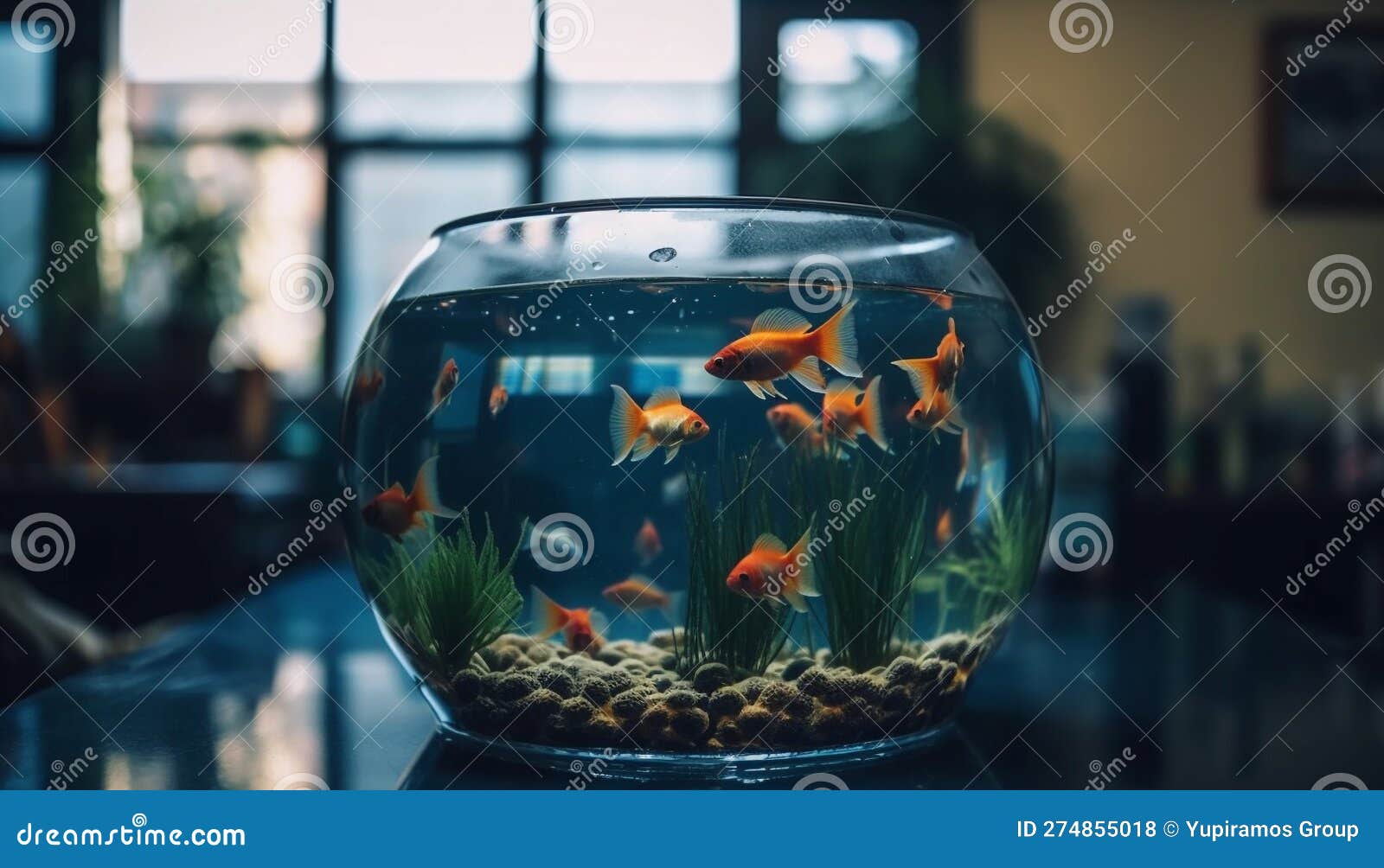 Goldfish Swimming in a Glass Fishbowl Underwater Generative AI Stock ...
