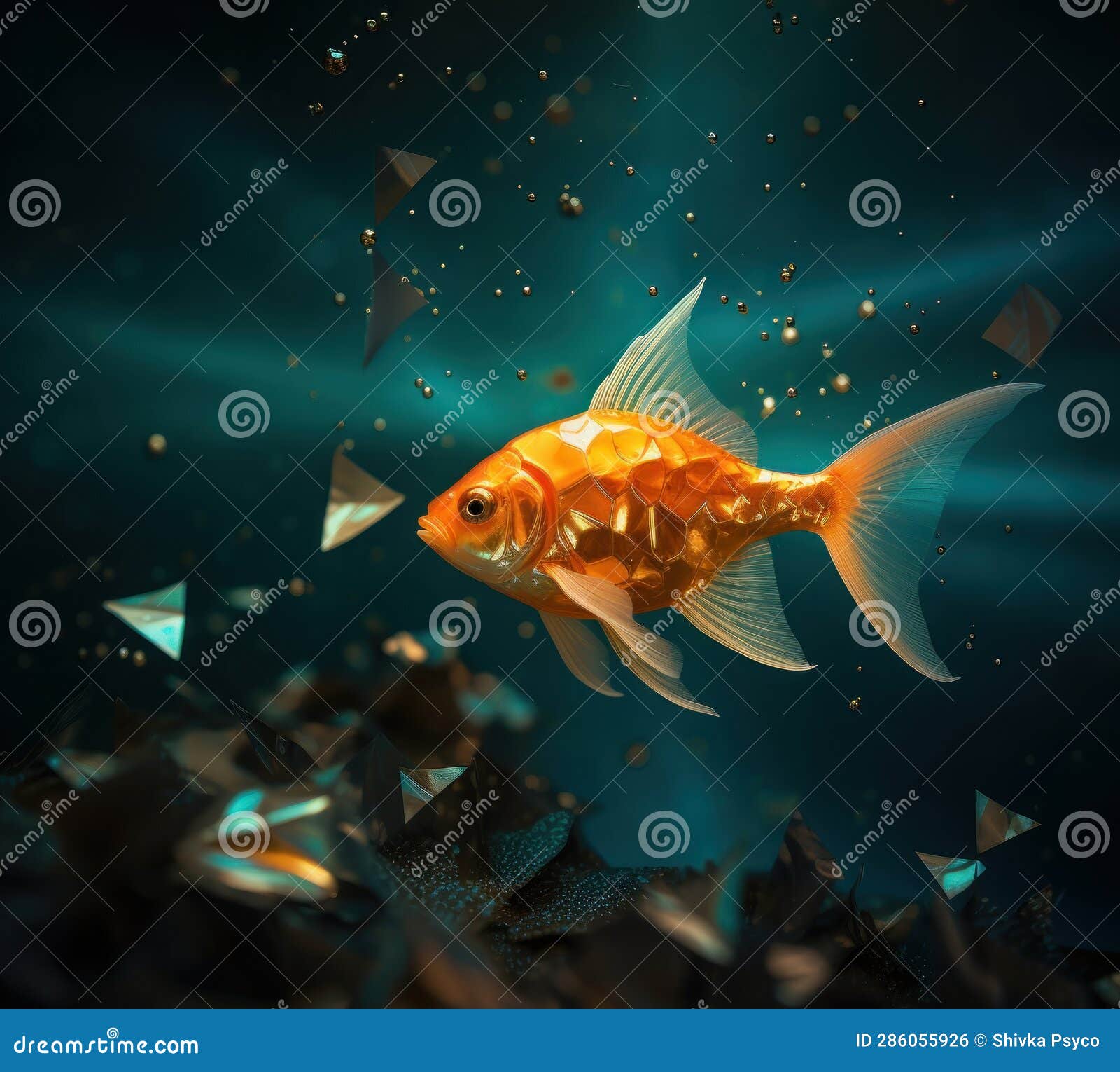 A Goldfish Swims Gracefully Through The Confines Of A Bulbs Glowing ...