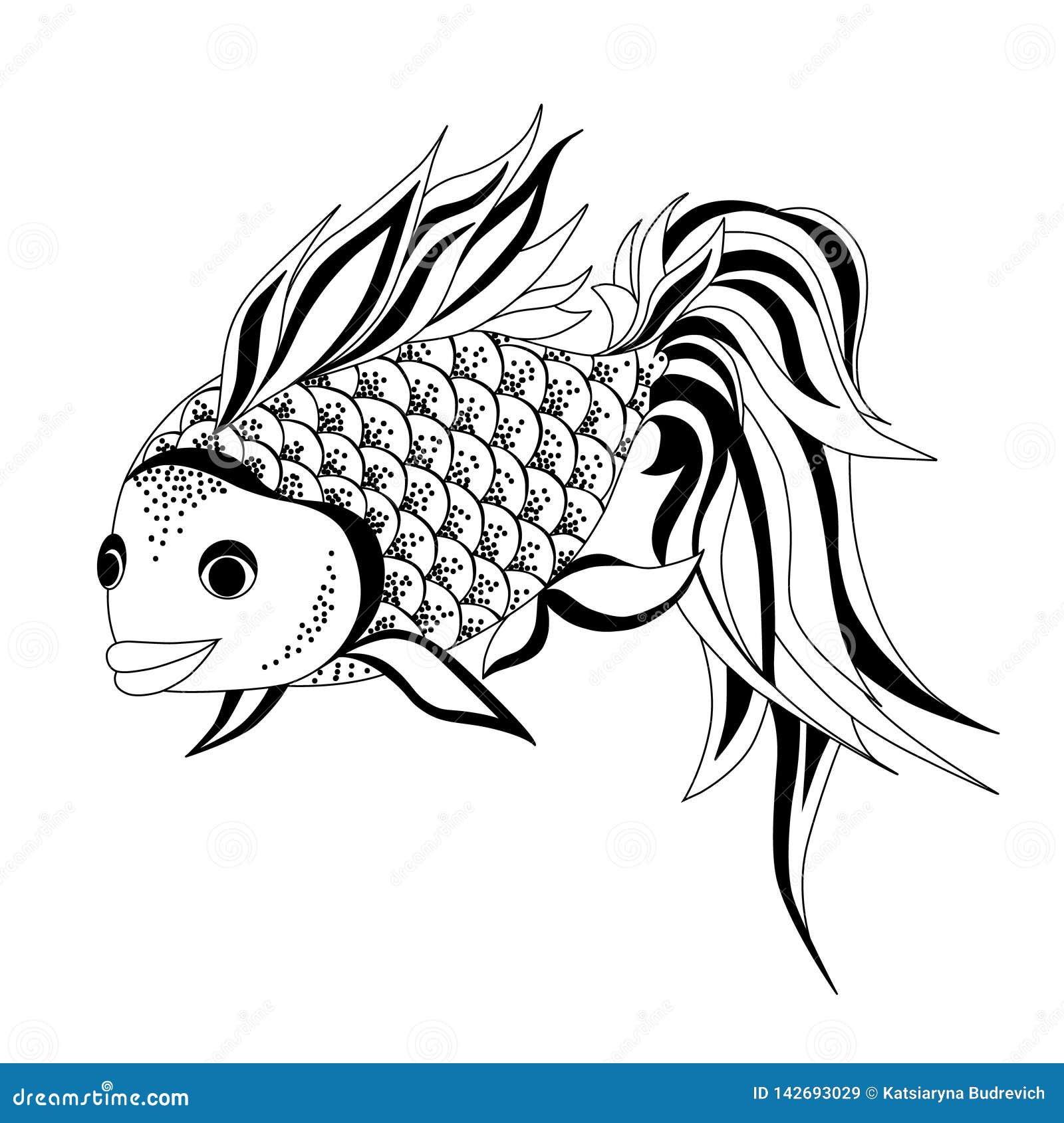 Goldfish vector drawing stock vector. Illustration of animal - 142693029