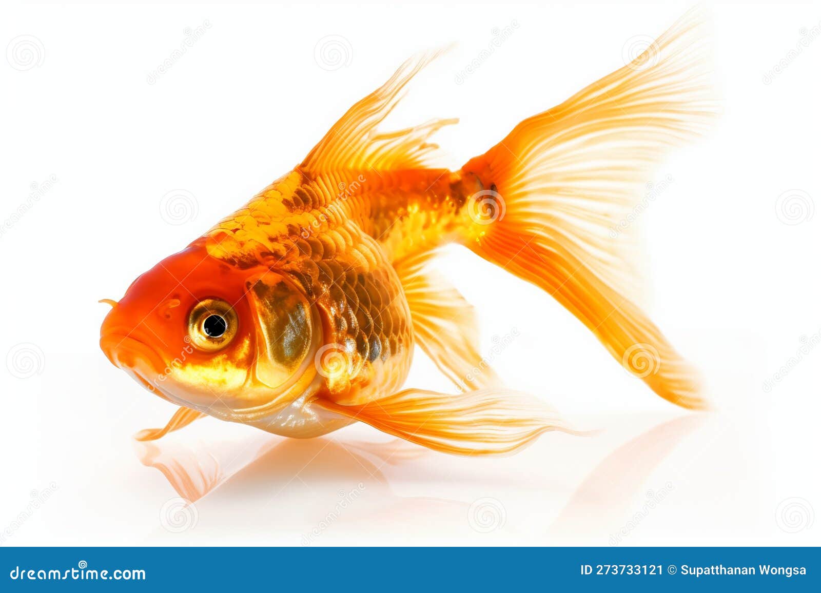 Goldfish on White Background Stock Illustration - Illustration of alone ...