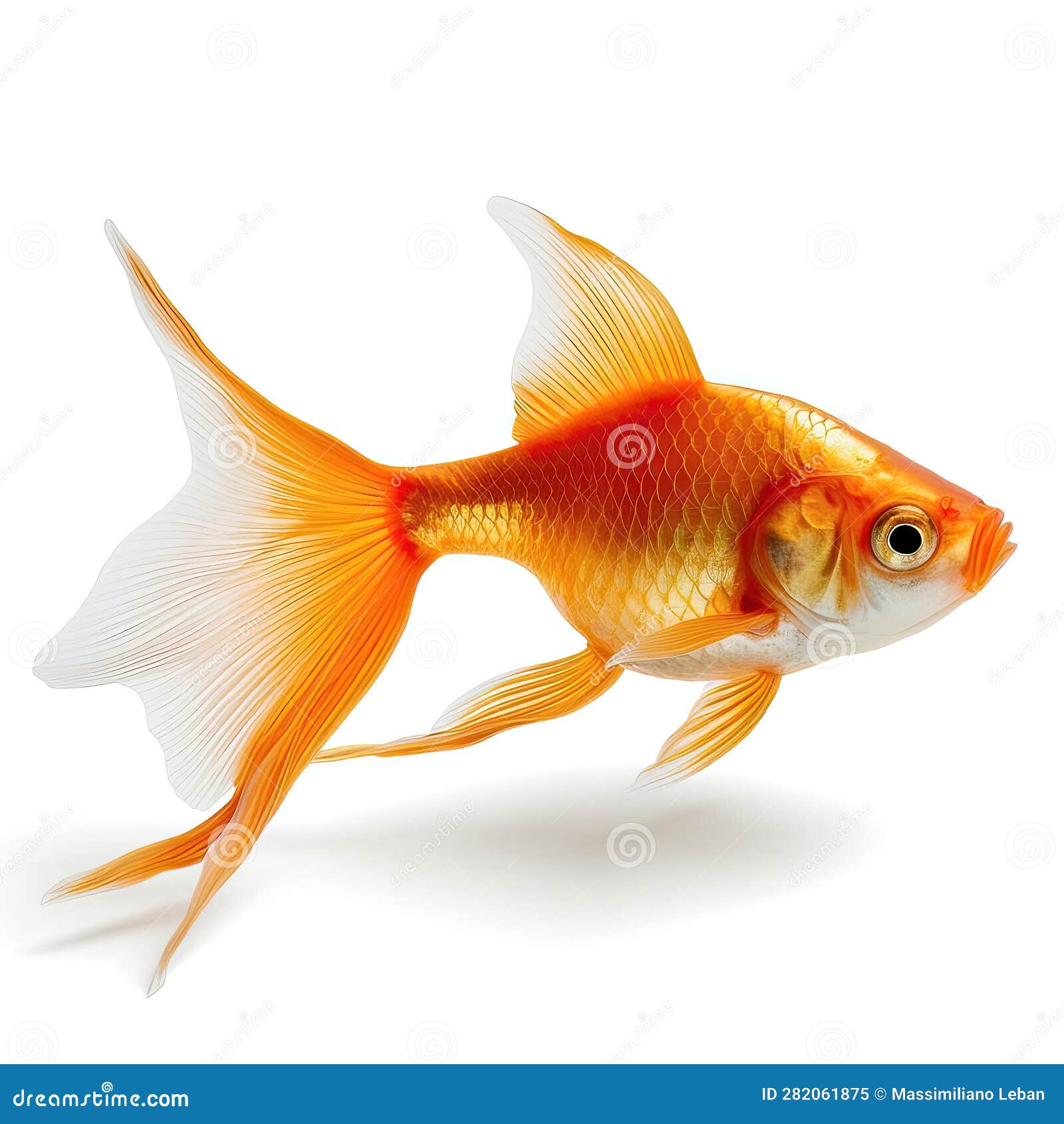 Goldfish on white stock illustration. Illustration of aquatic - 282061875