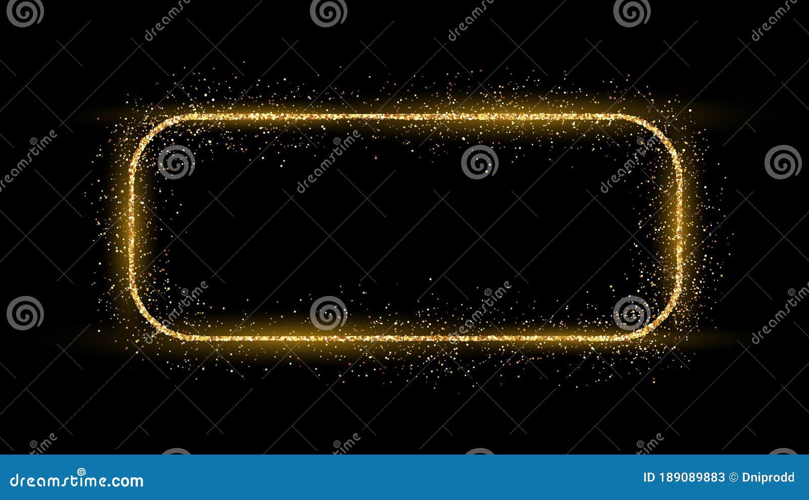 Golden Rounded Rectangle Frame with Glitter Stock Vector - Illustration ...