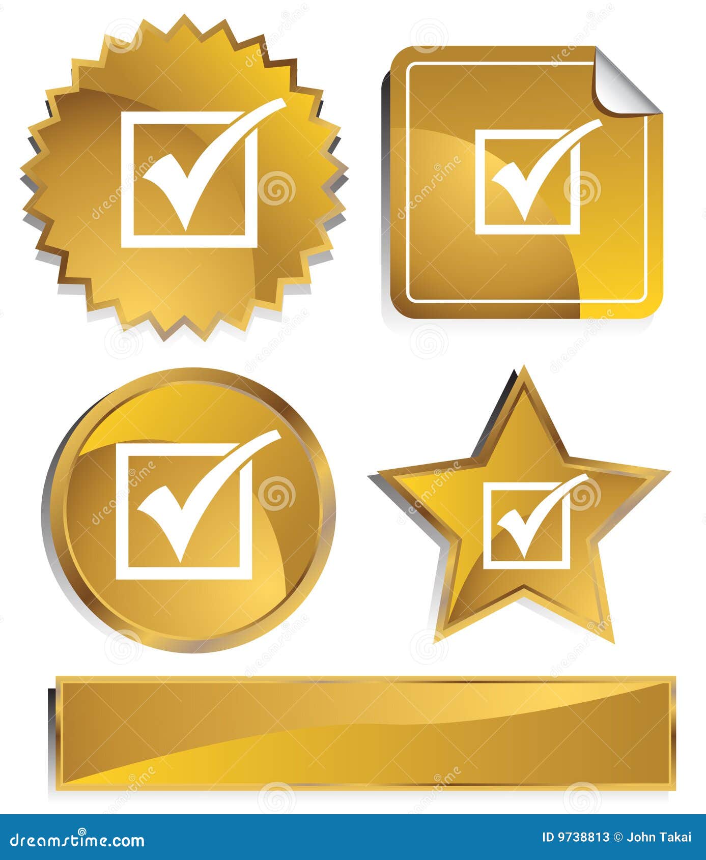 Goldish - Check Mark stock vector. Illustration of badge - 9738813