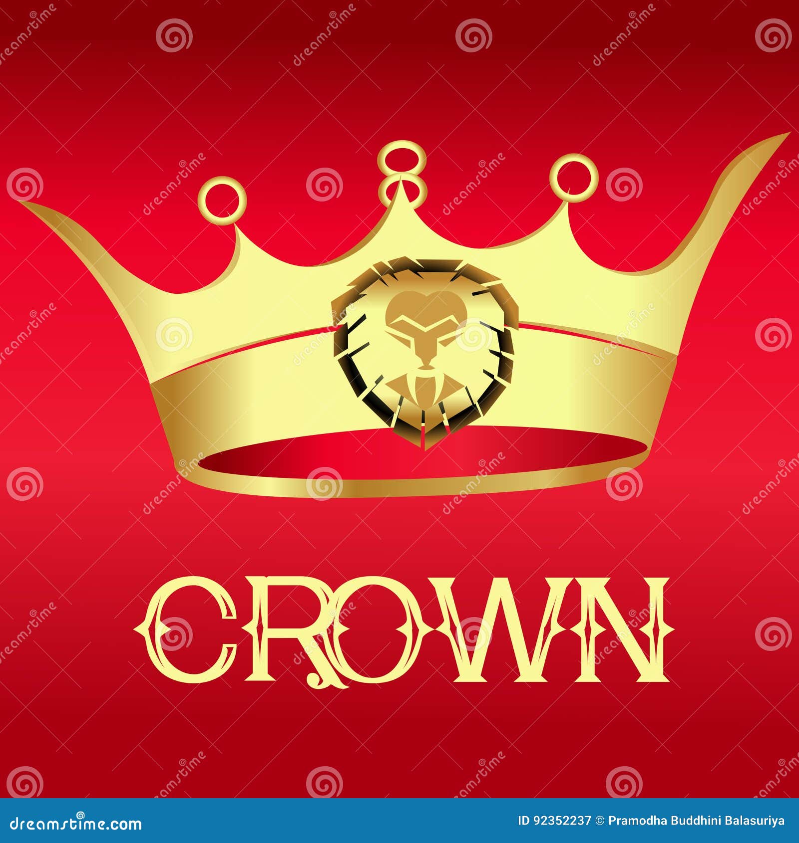 Goldkrone Auf Rot- Illustration Vektor Abbildung - Illustration von ...