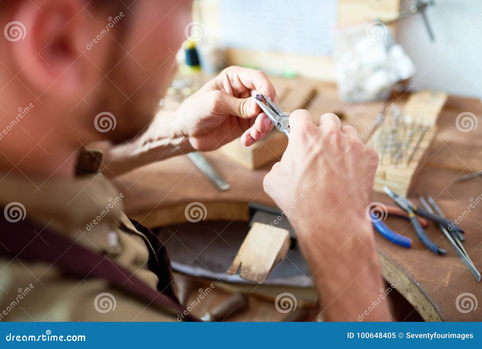 Goldsmith Making Ring stock image. Image of business - 100648405