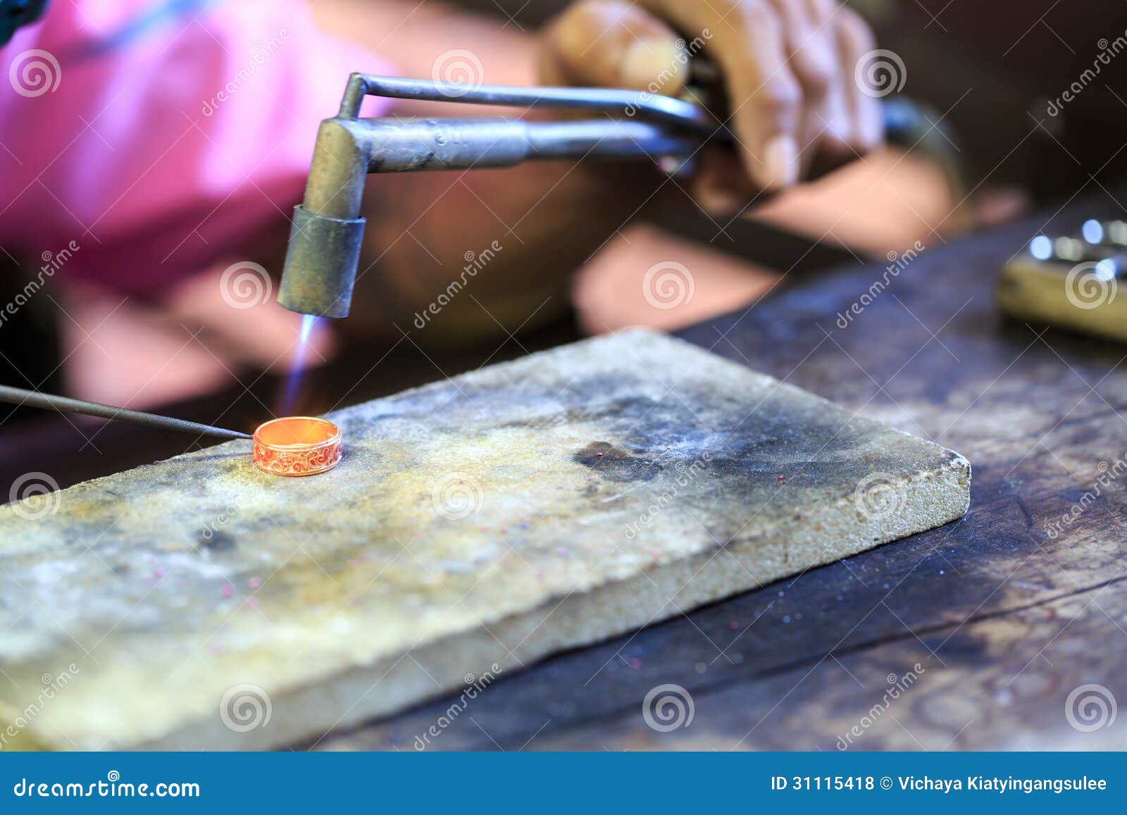 Goldsmith making ring stock photo. Image of gold, hard - 31115418